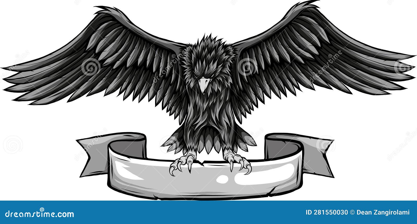 Monochromatic Illustration of Eagle Mascot Grip the Ribbon Stock Vector ...