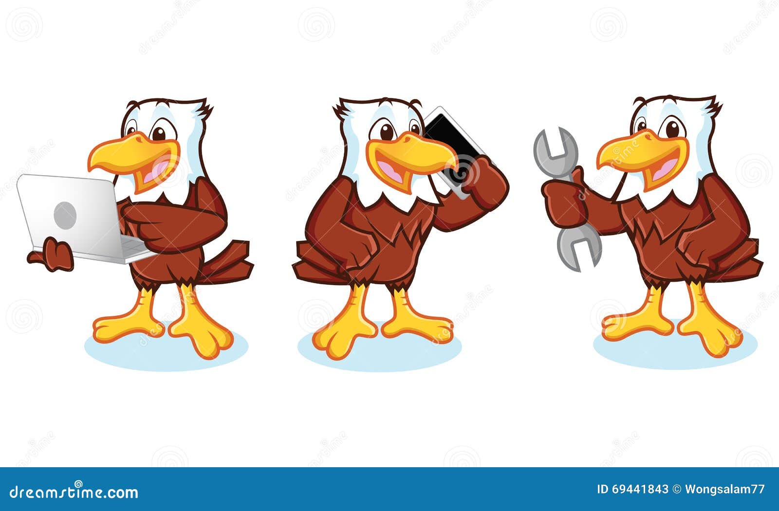 Eagle Mascot Vector with Phone Stock Vector - Illustration of claw ...