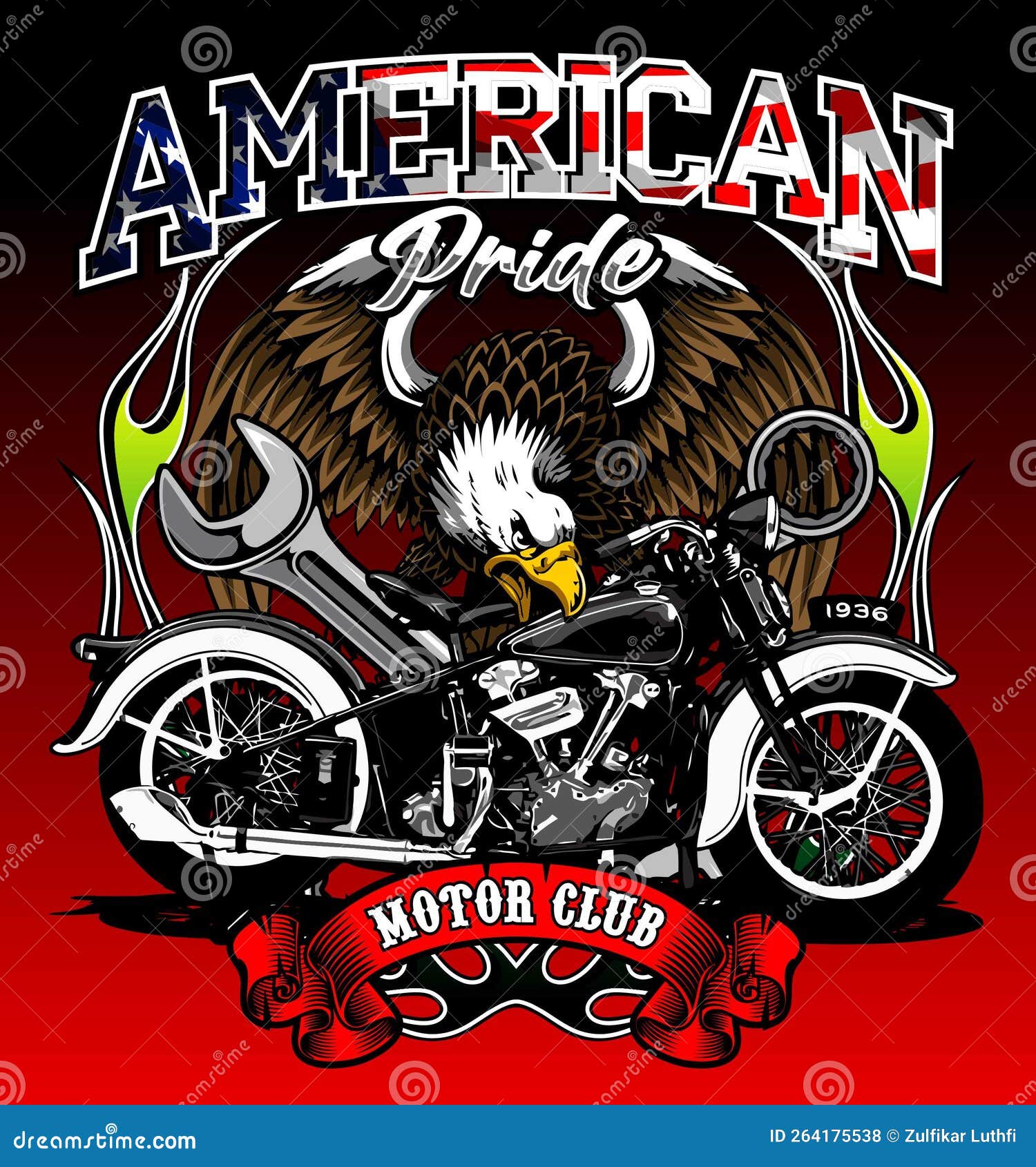 Eagle And Motor Cruiser Vector Illustration | CartoonDealer.com #264175538