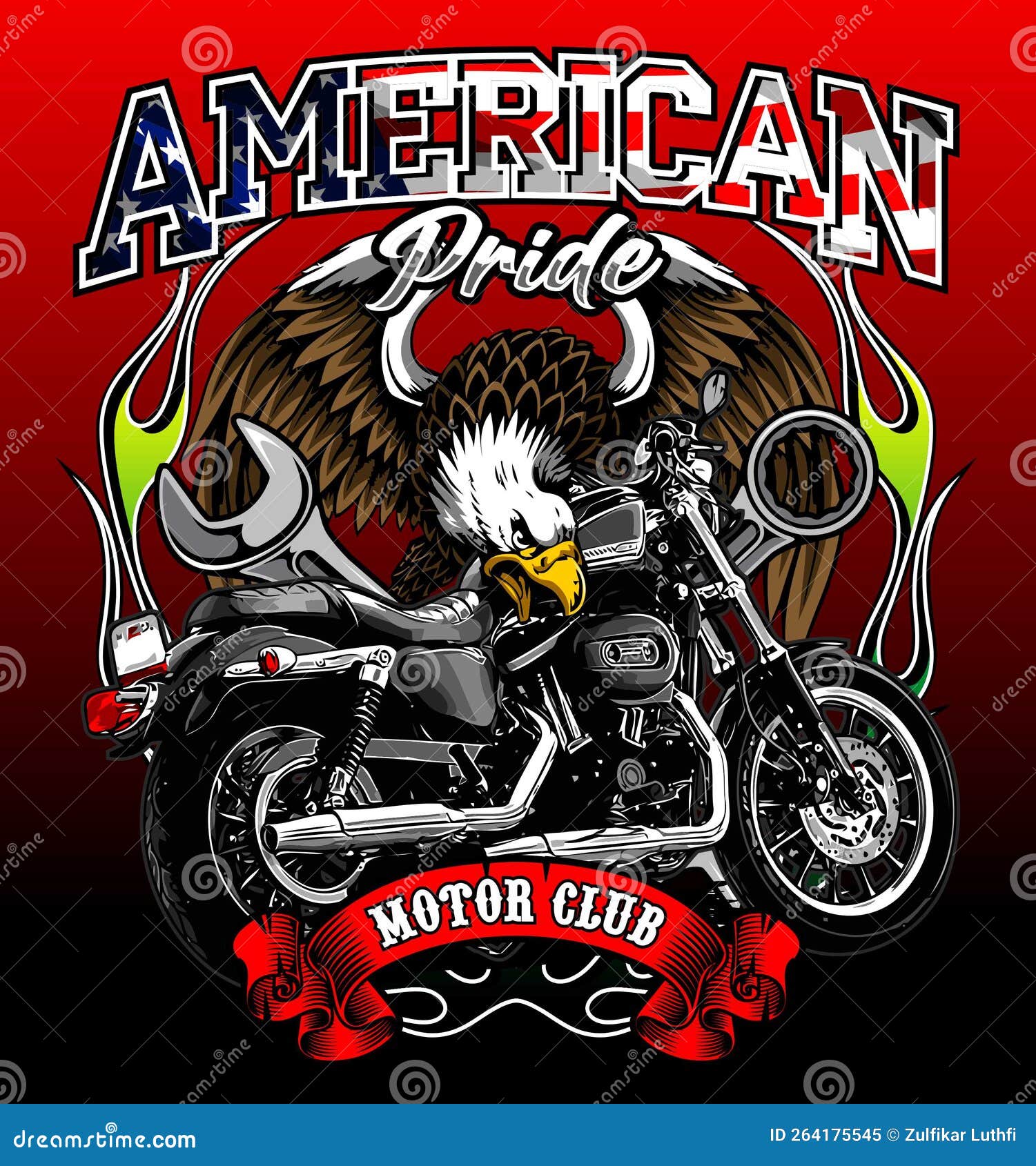 Eagle And Motor Cruiser Vector Illustration | CartoonDealer.com #264175548