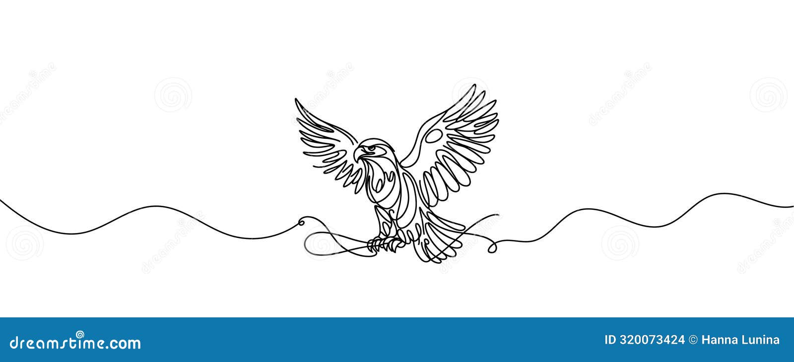 Eagle, One Line is a Solid Bird. Line Art, Outline, Single Line ...