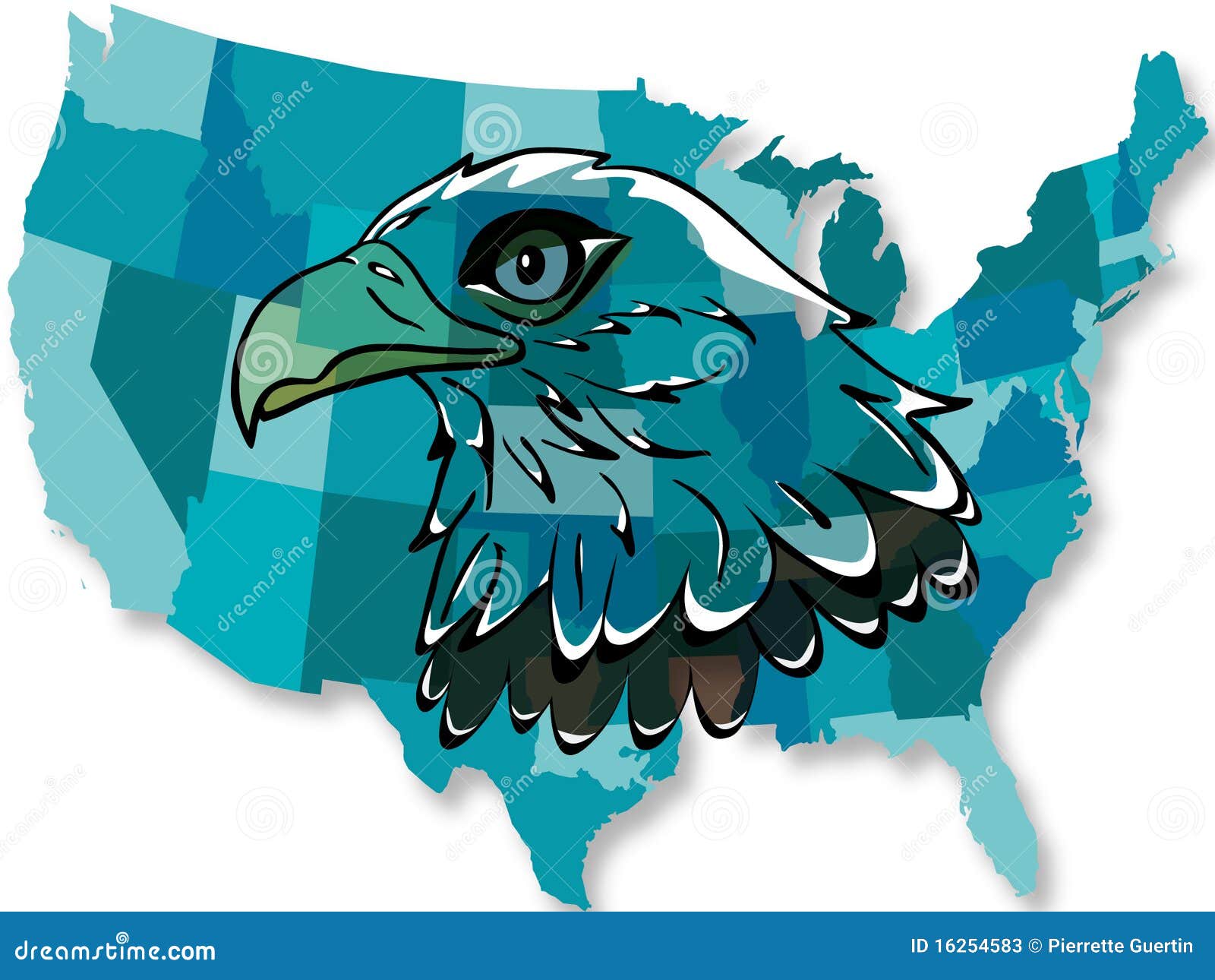 Eagle over USA map stock vector. Illustration of emblem - 16254583