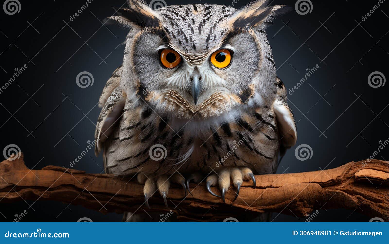 Eagle Owl, Majestic Bird, Perching on Branch, Staring at Camera ...