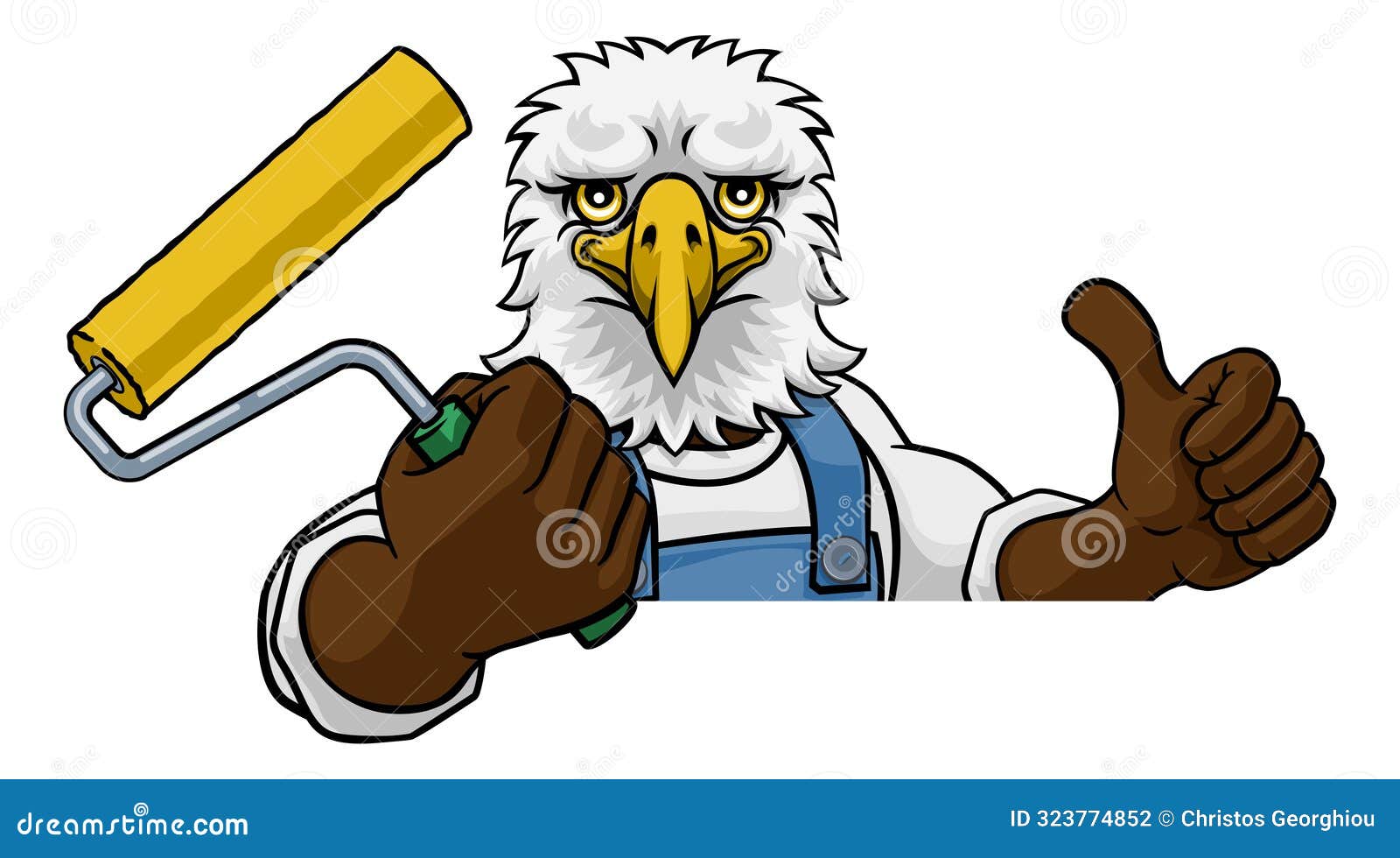 Eagle Painter Decorator Paint Roller Mascot Man Stock Vector ...