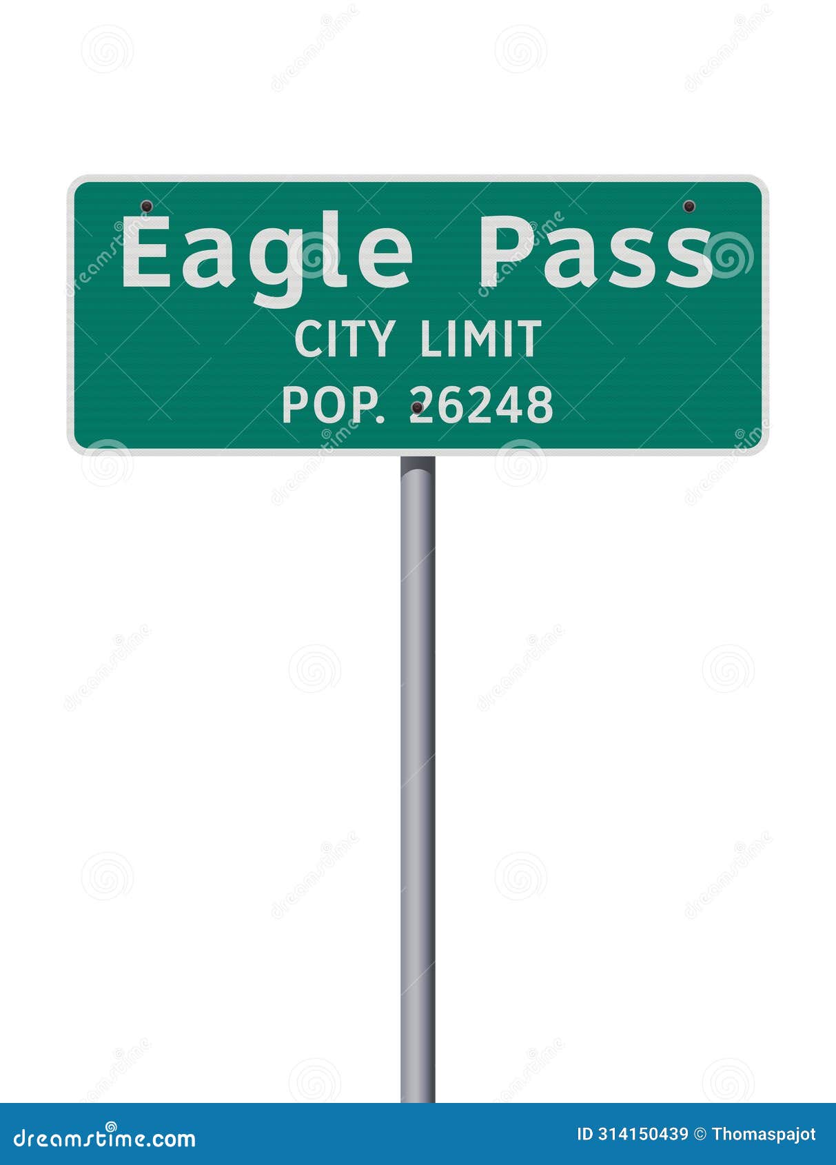 Eagle Pass City Limit Road Sign Stock Illustration - Illustration of ...