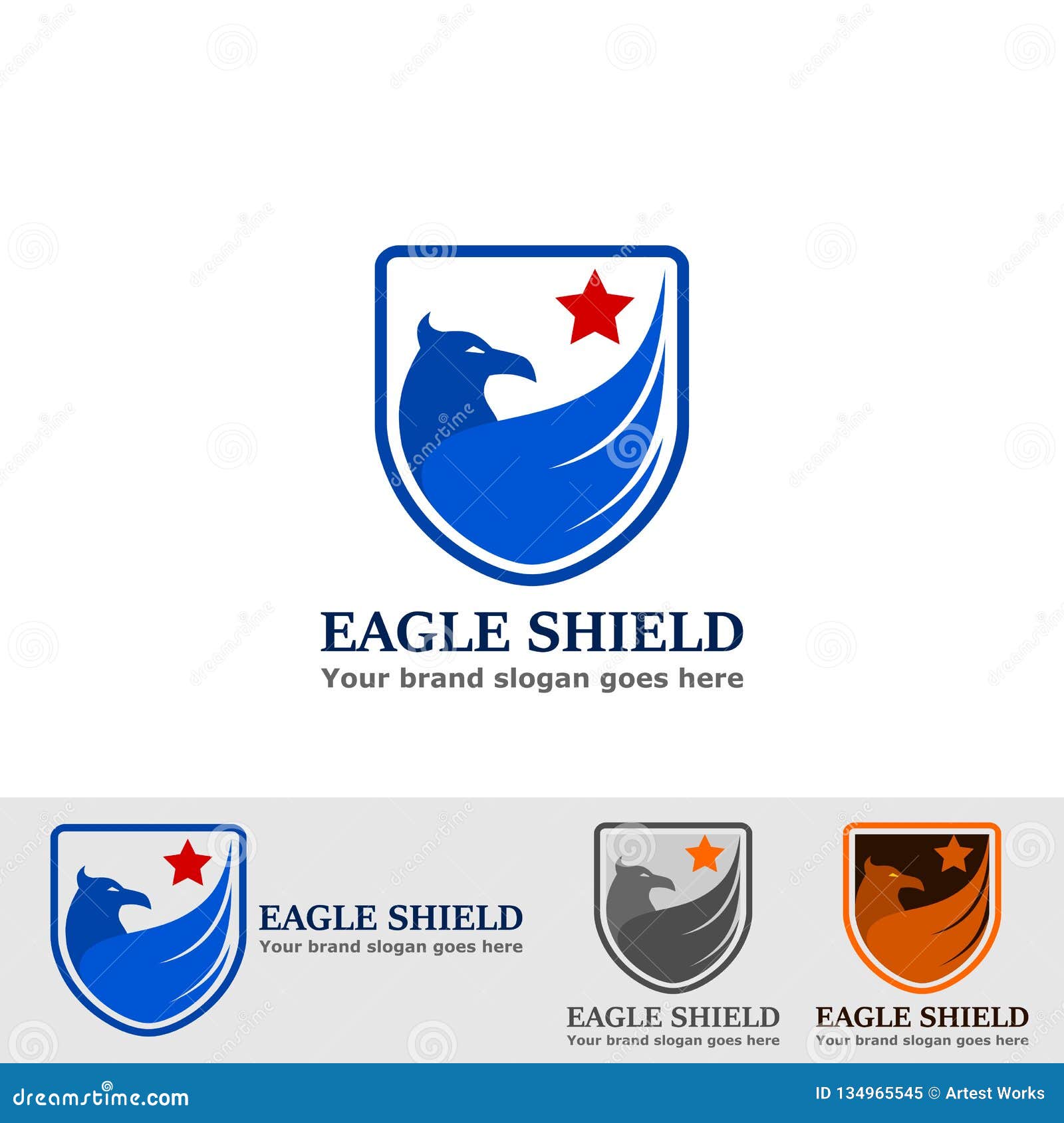 Eagle protection with star stock vector. Illustration of insignia ...
