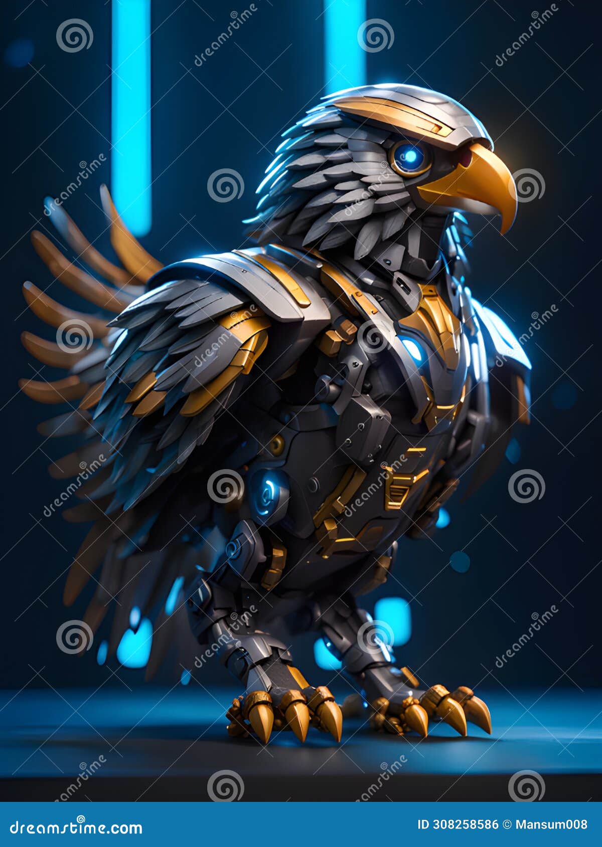Eagle Robot with a Futuristic Background Stock Illustration - Illustration of metallic, isolated ...