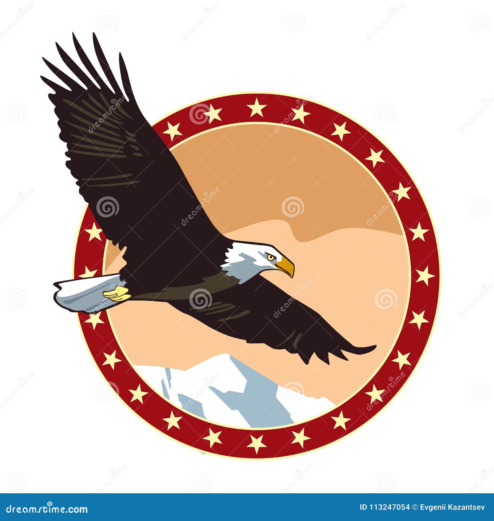 Eagle Round Emblem Beige Background Stock Vector - Illustration of ...