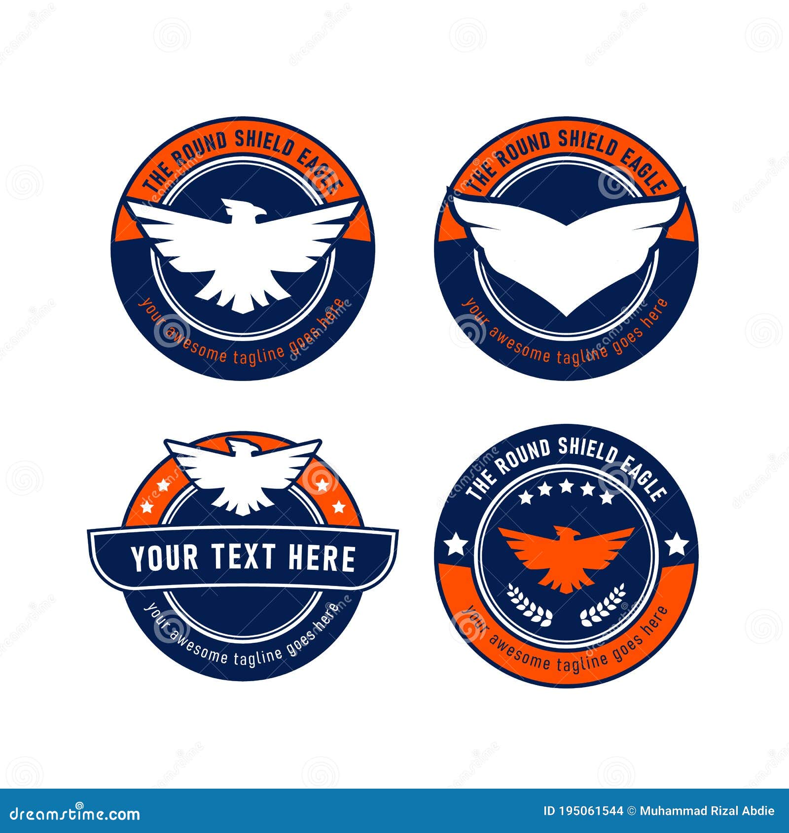 Eagle Round Shield Logo Set Vector Emblem Symbol Stock Vector ...