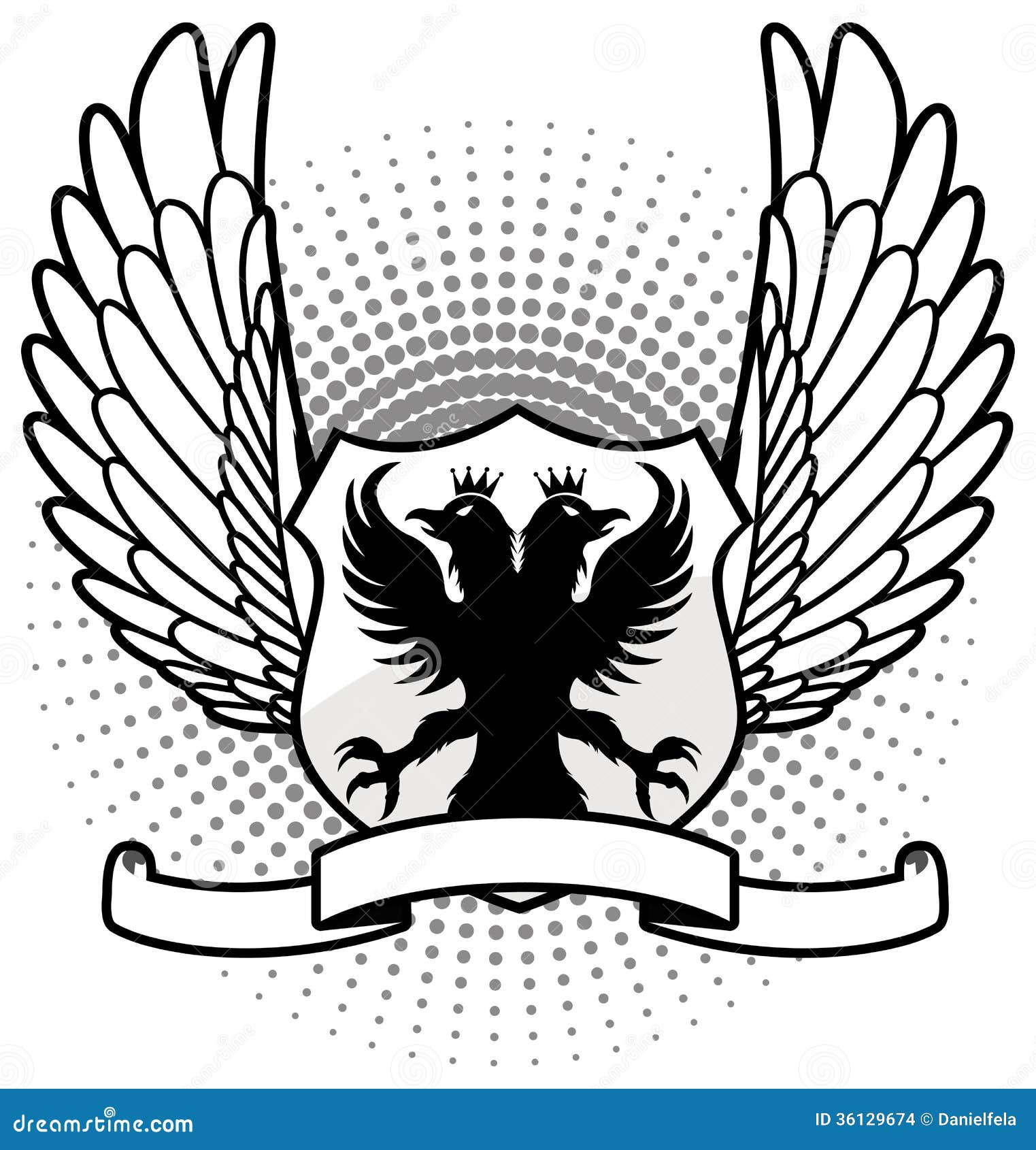 Eagle shield with wings up stock vector. Illustration of feather - 36129674