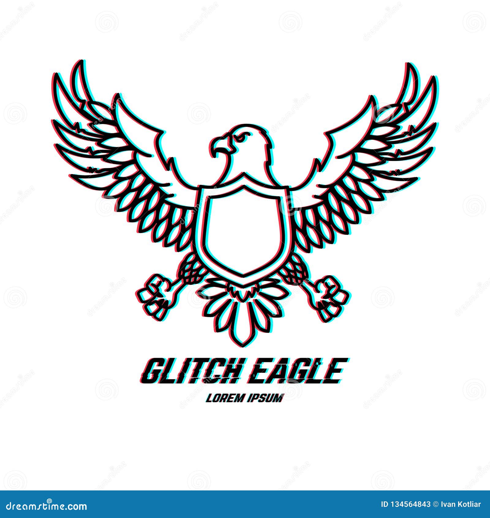 Eagle Sign with Glitch Effect. Design Element for Logo, Label, Emblem ...