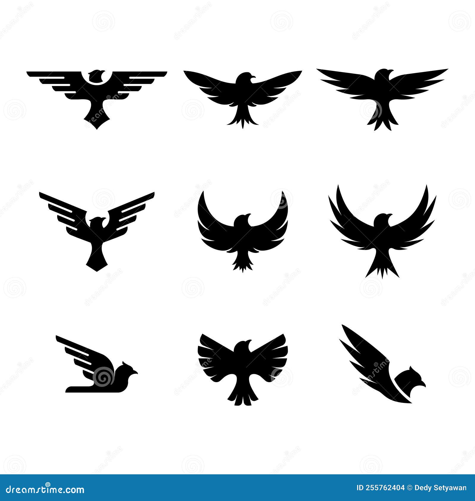 Eagle silhouette logo set stock vector. Illustration of concept - 255762404