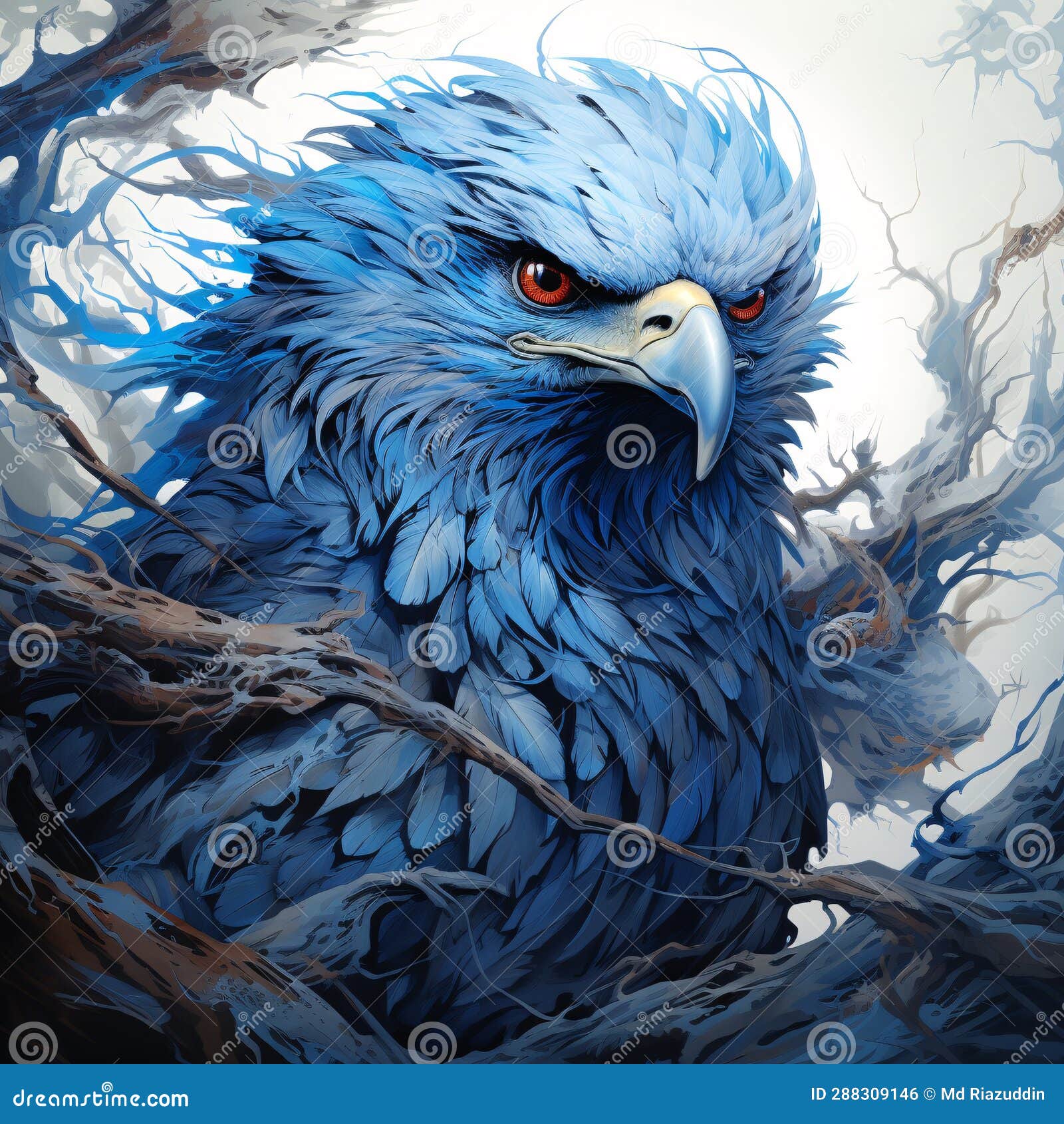 Eagle Silver Mane Red Eyes Burst Stock Illustration - Illustration of ...