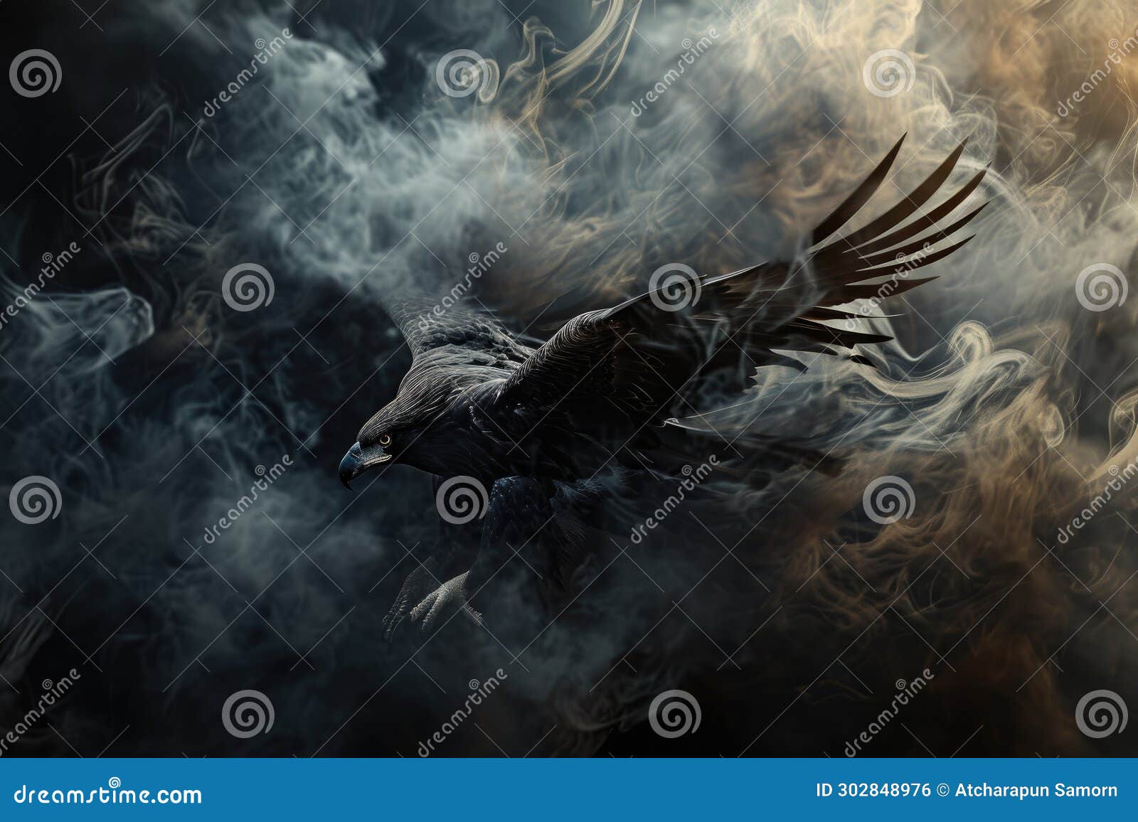 Eagle on Smoke Background, Eagle Fantasy Art Background Stock ...