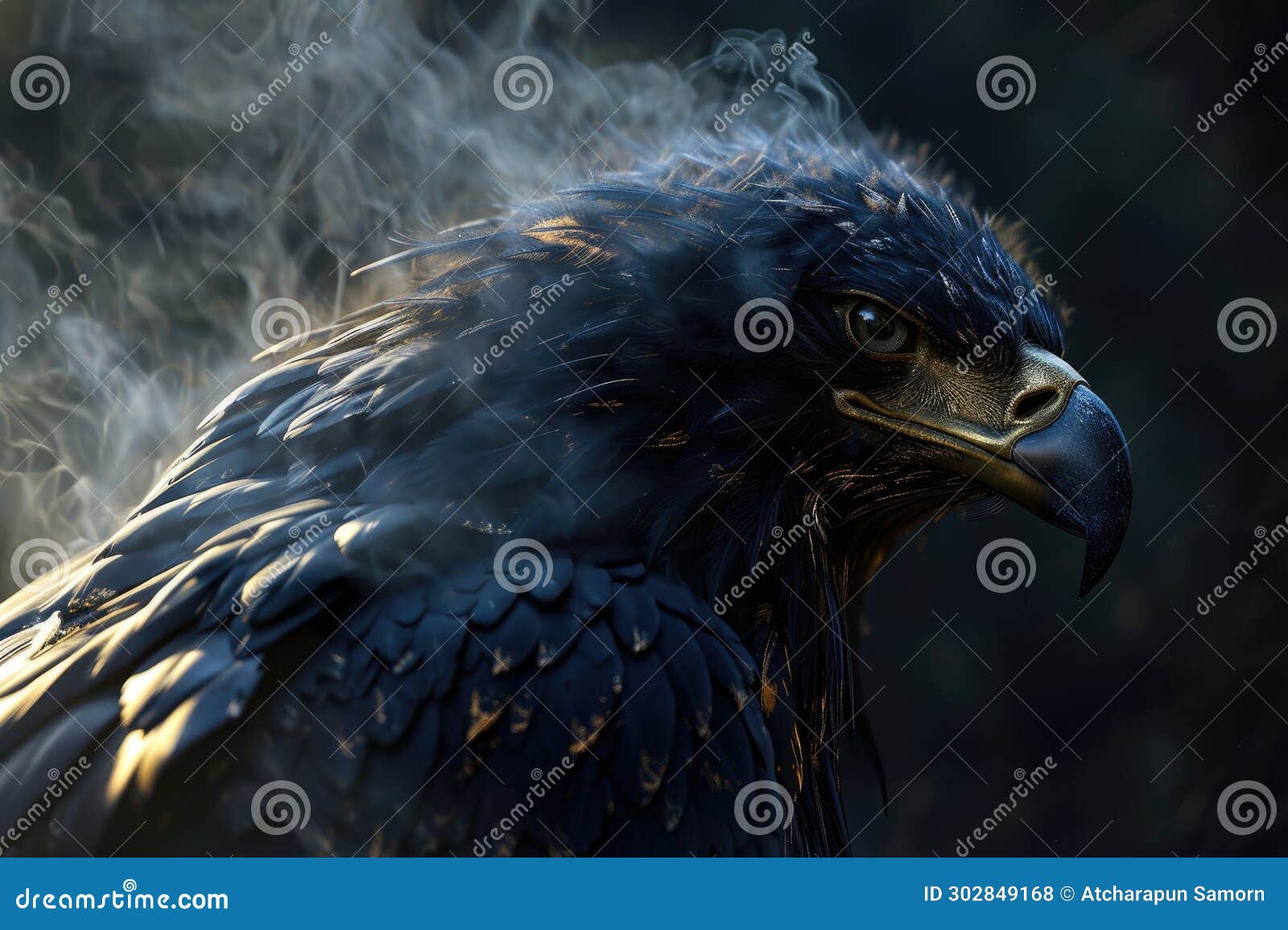 Eagle on Smoke Background, Eagle Fantasy Art Background Stock ...