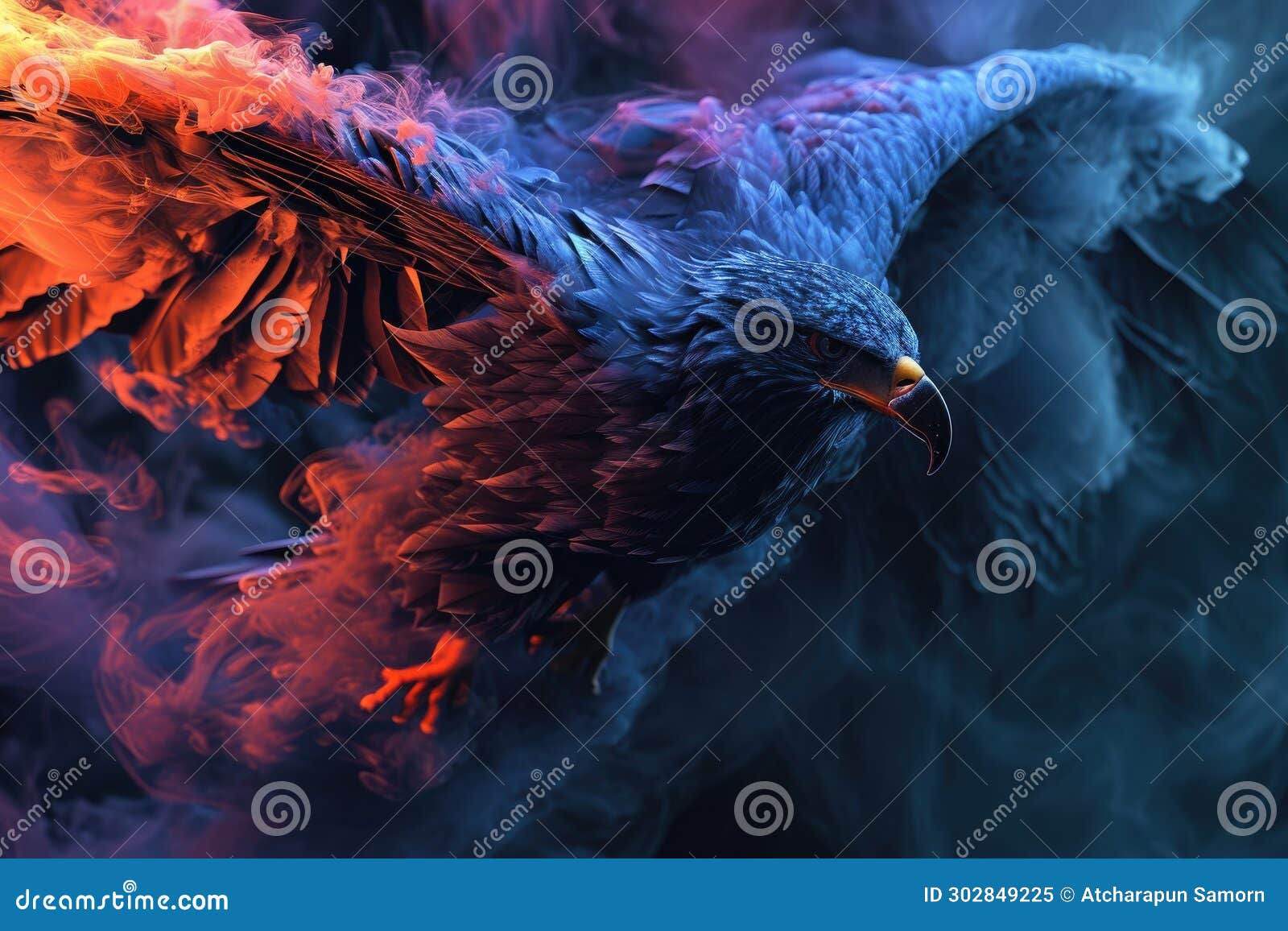 Eagle on Smoke Background, Eagle Fantasy Art Background Stock ...