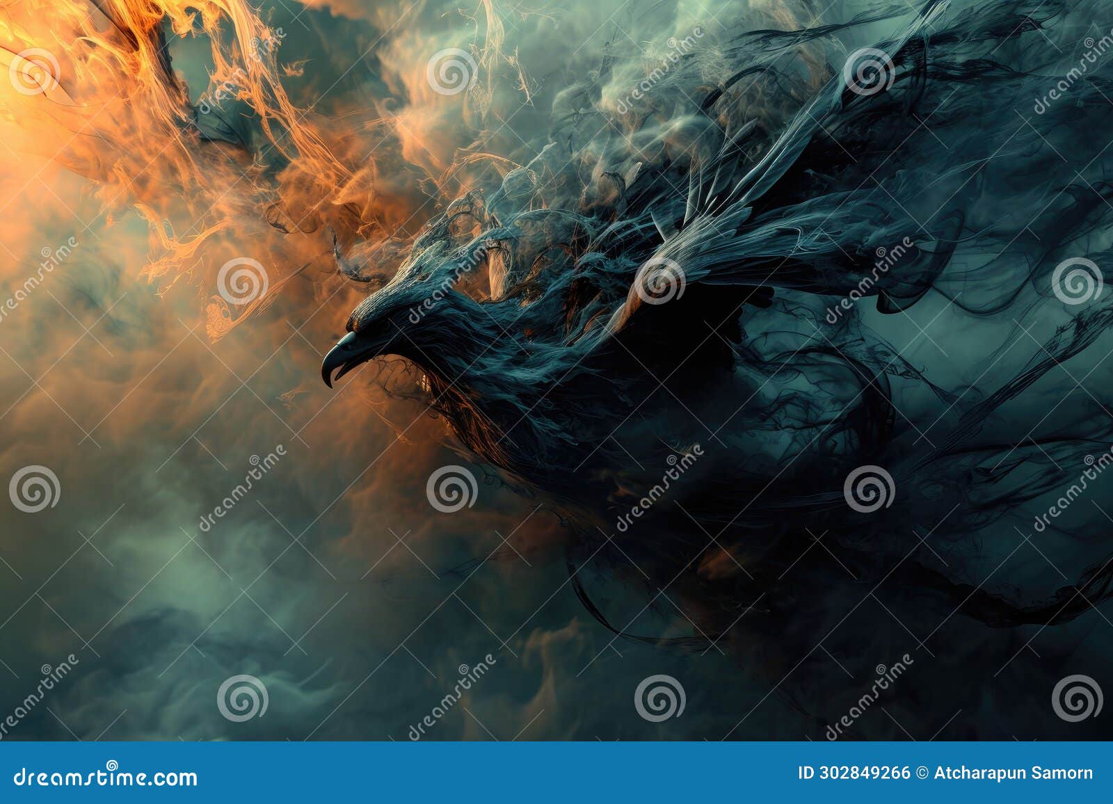 Eagle on Smoke Background, Eagle Fantasy Art Background Stock ...
