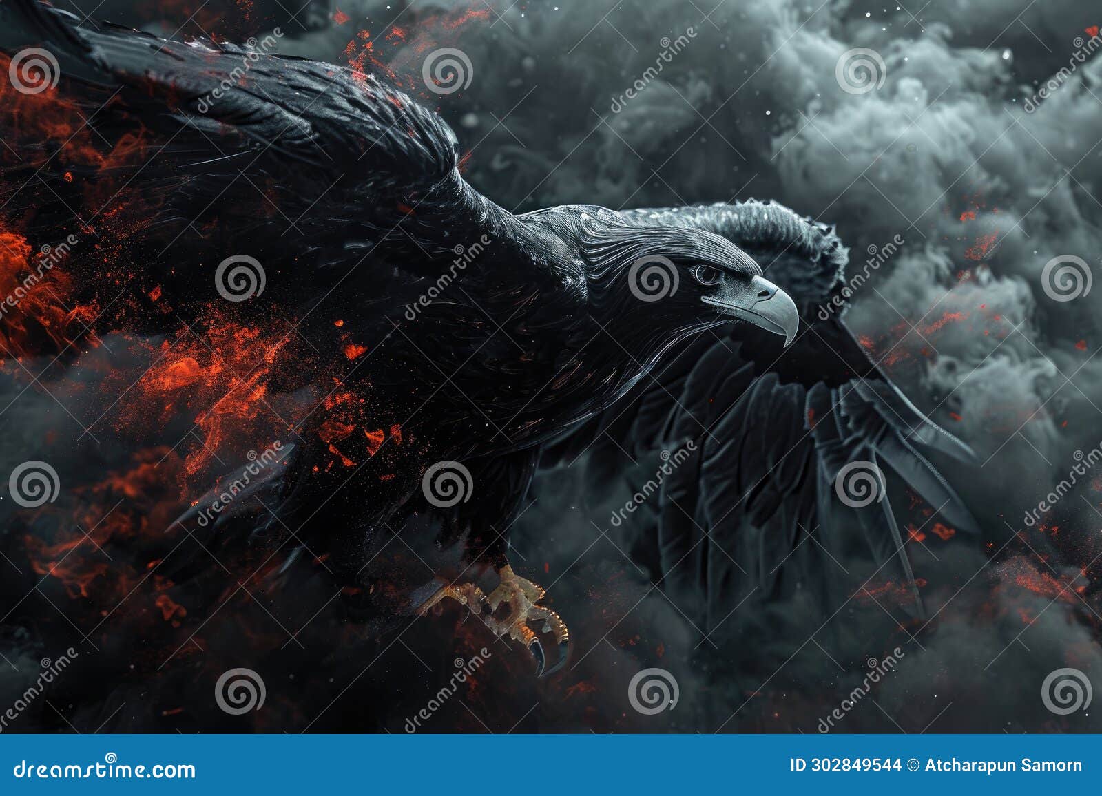 Eagle on Smoke Background, Eagle Fantasy Art Background Stock Photo ...