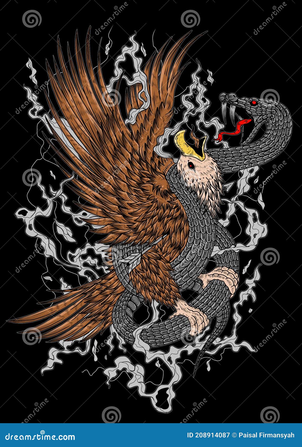 Eagle and snake fighting stock illustration. Illustration of text ...
