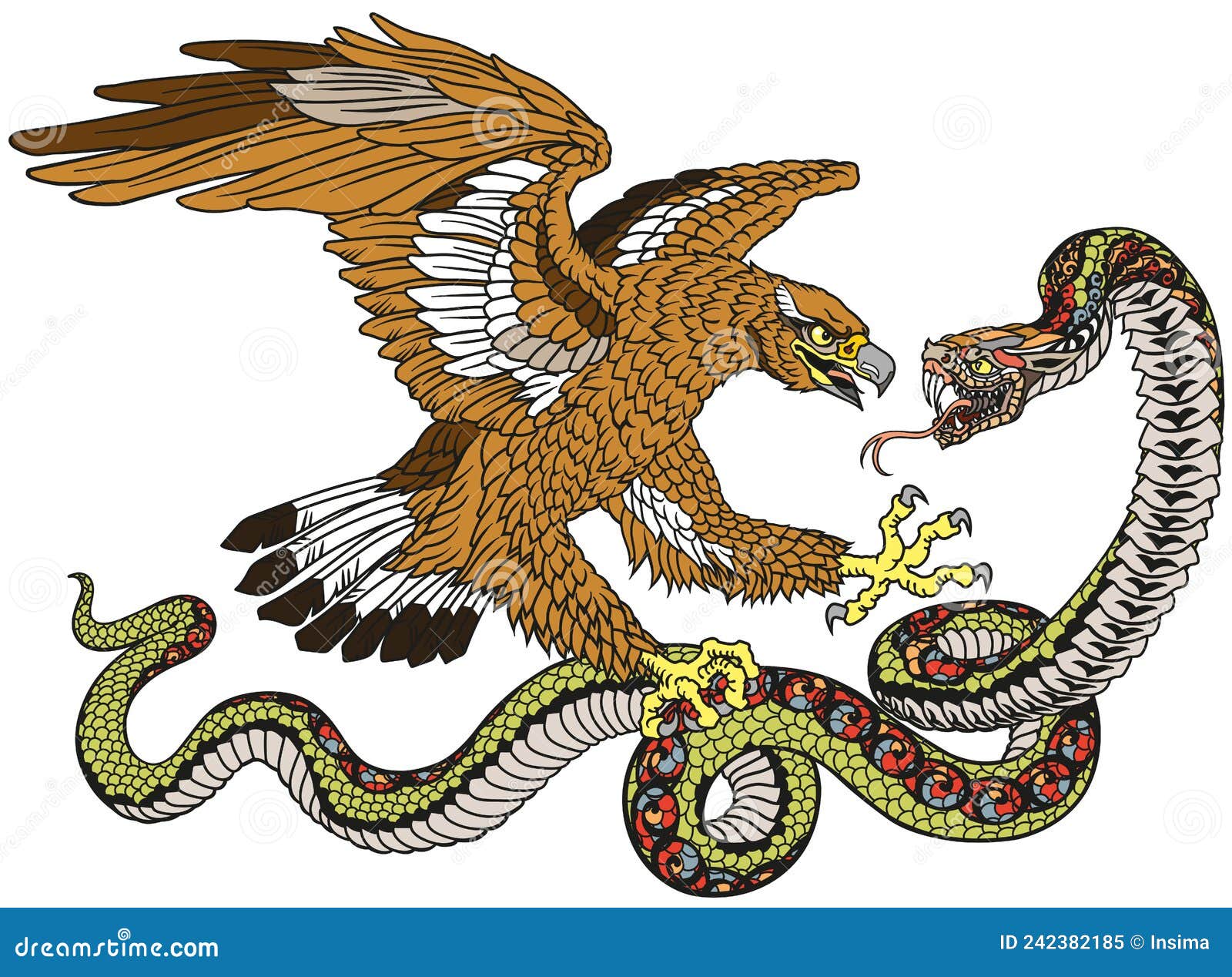 Eagle and Snake Fighting. Vector Illustration Stock Vector ...