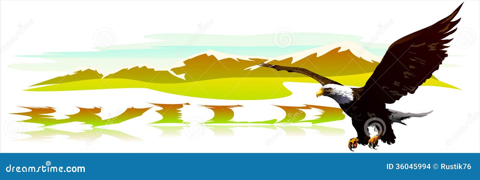 Eagle Soaring Over Mountains. (Vector) Stock Vector - Illustration of high, earthtones: 36045994