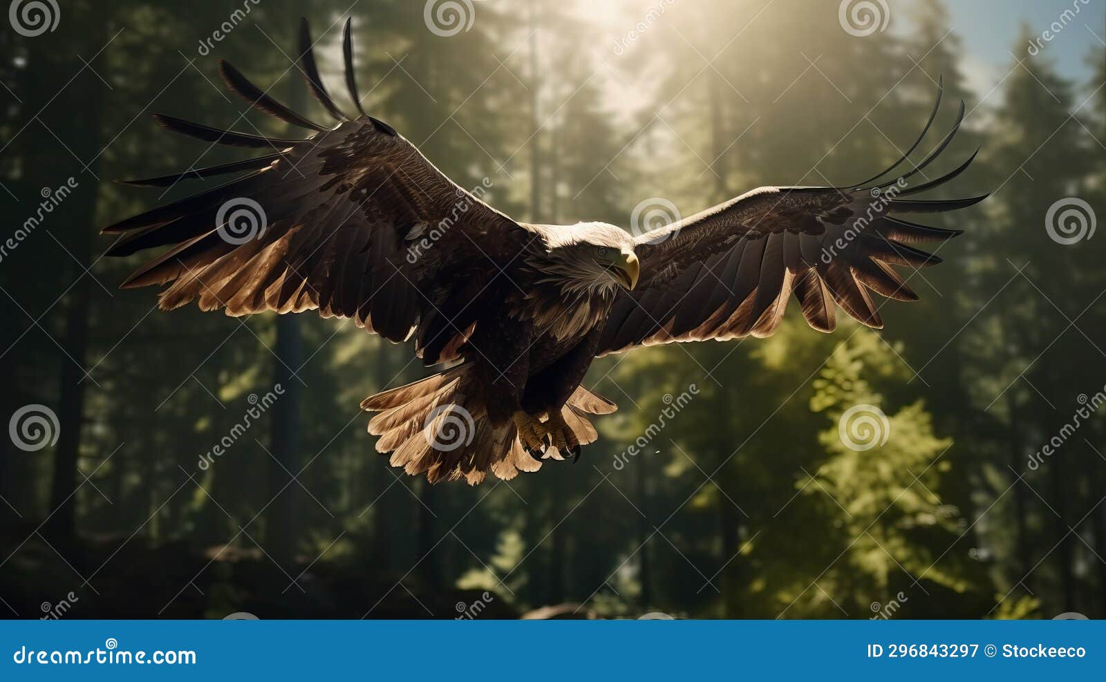 Eagle Soaring through Unreal Forest: a Breathtaking 8k Real Image Stock ...