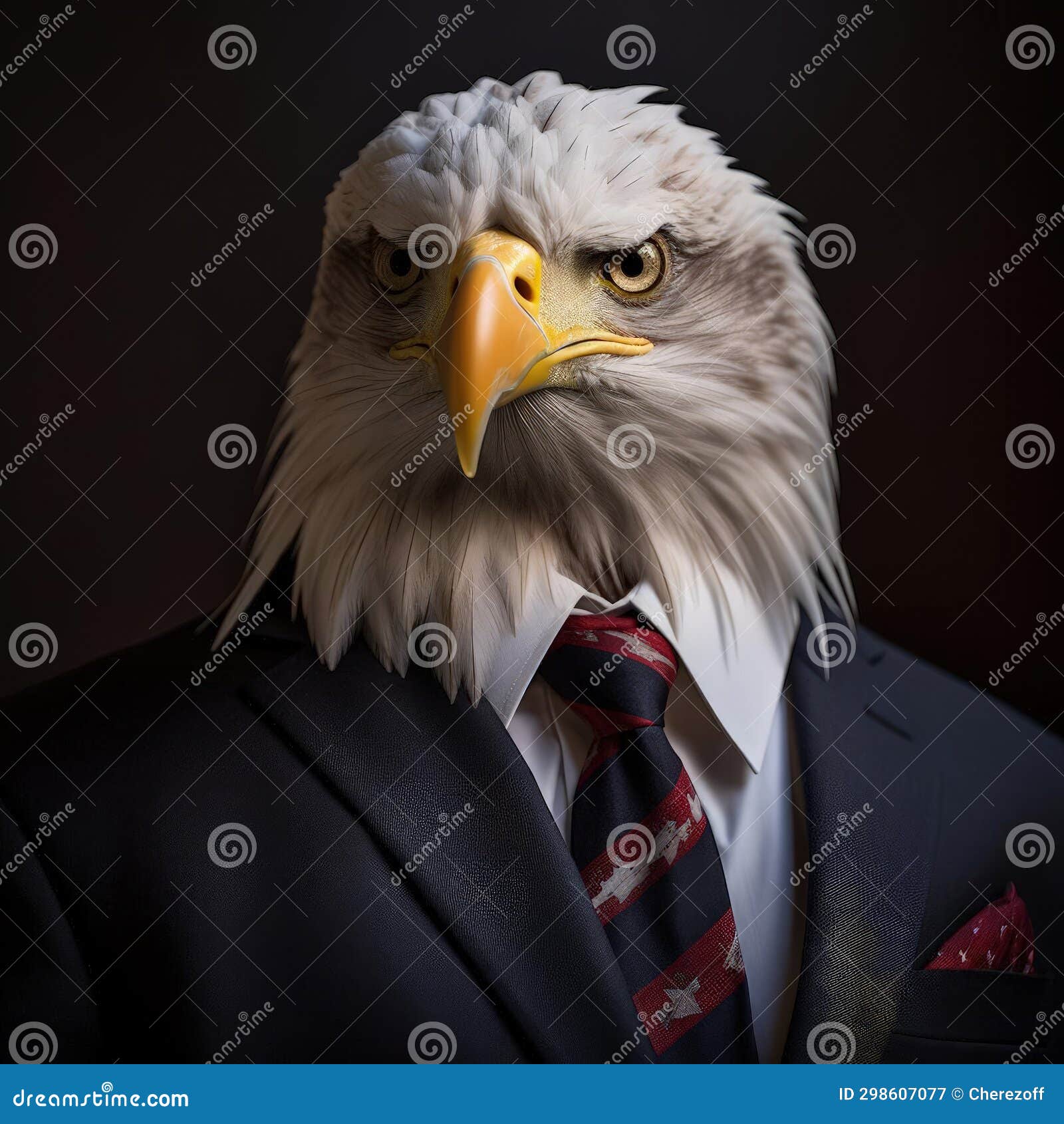 Eagle in suit and tie stock image. Image of head, rounds - 298607077