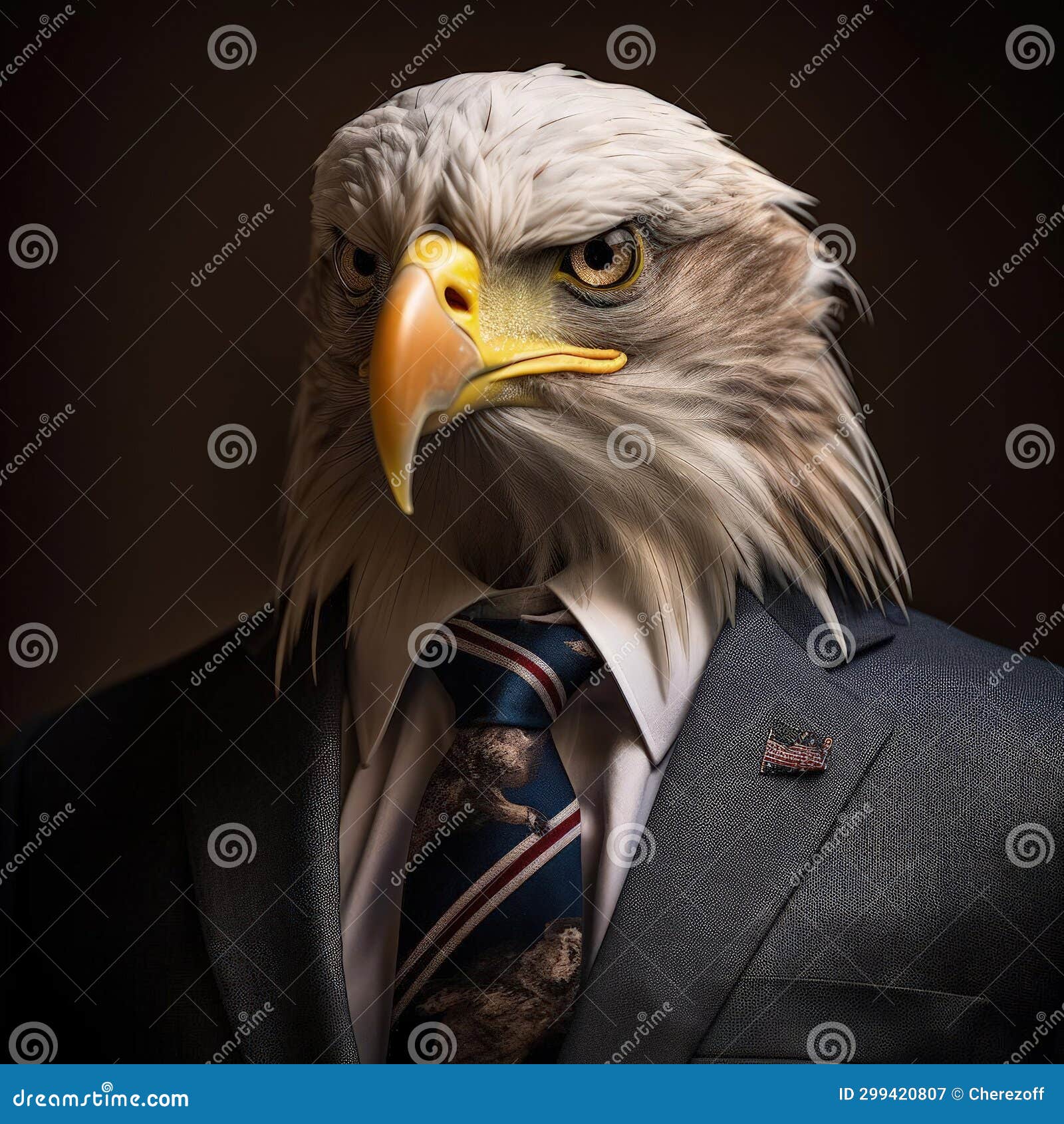 Eagle in suit and tie stock image. Image of faces, feather - 299420807