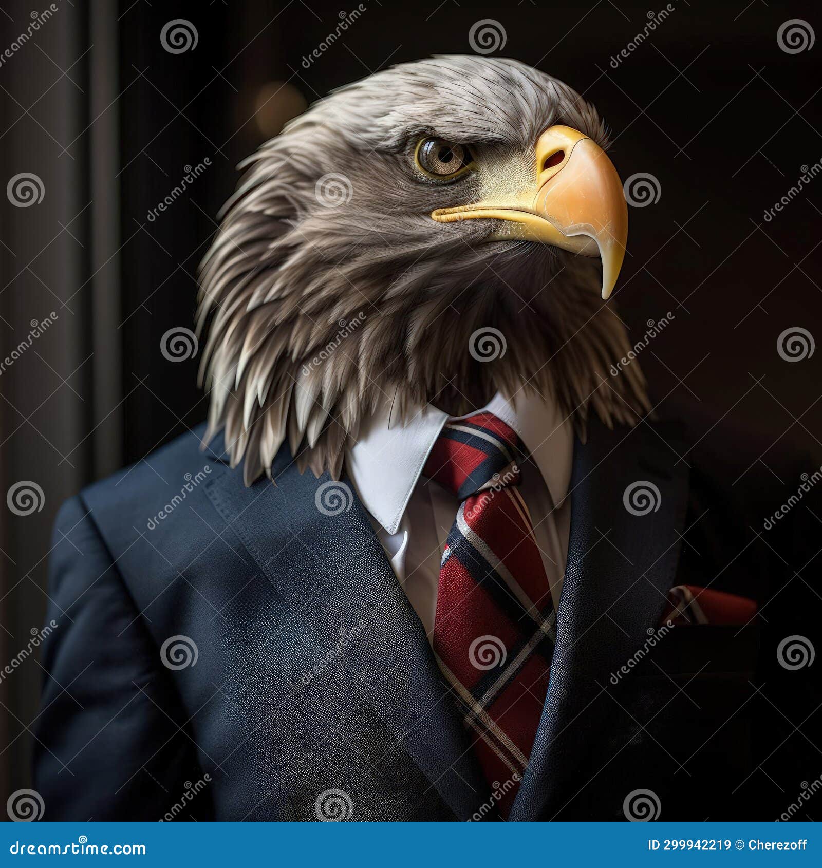 Eagle in suit and tie stock illustration. Illustration of black - 299942219