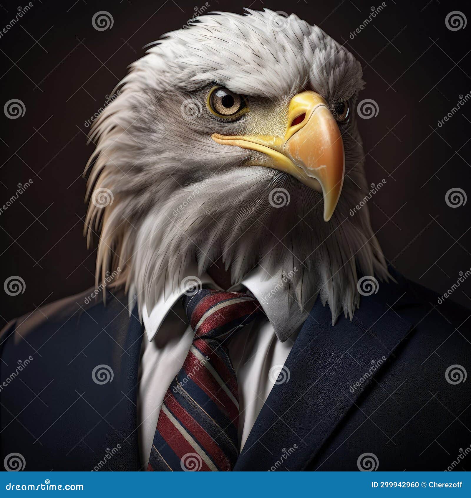 Eagle in suit and tie stock photo. Image of wild, character - 299942960