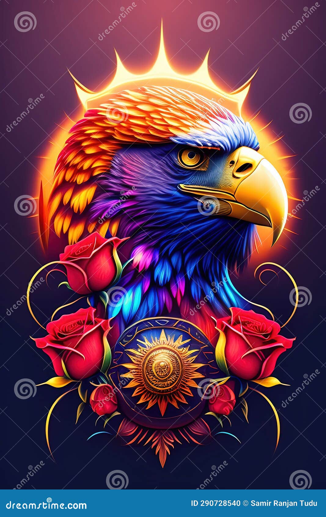 Eagle, Sun, and Roses are Hyper-detailed, Ultra-sharp, Highly-detailed ...