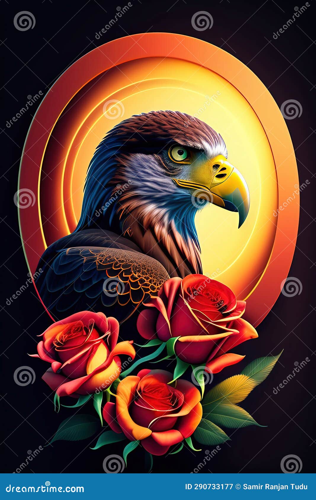 Eagle, Sun, and Roses are Hyper-detailed, Ultra-sharp, Highly-detailed ...