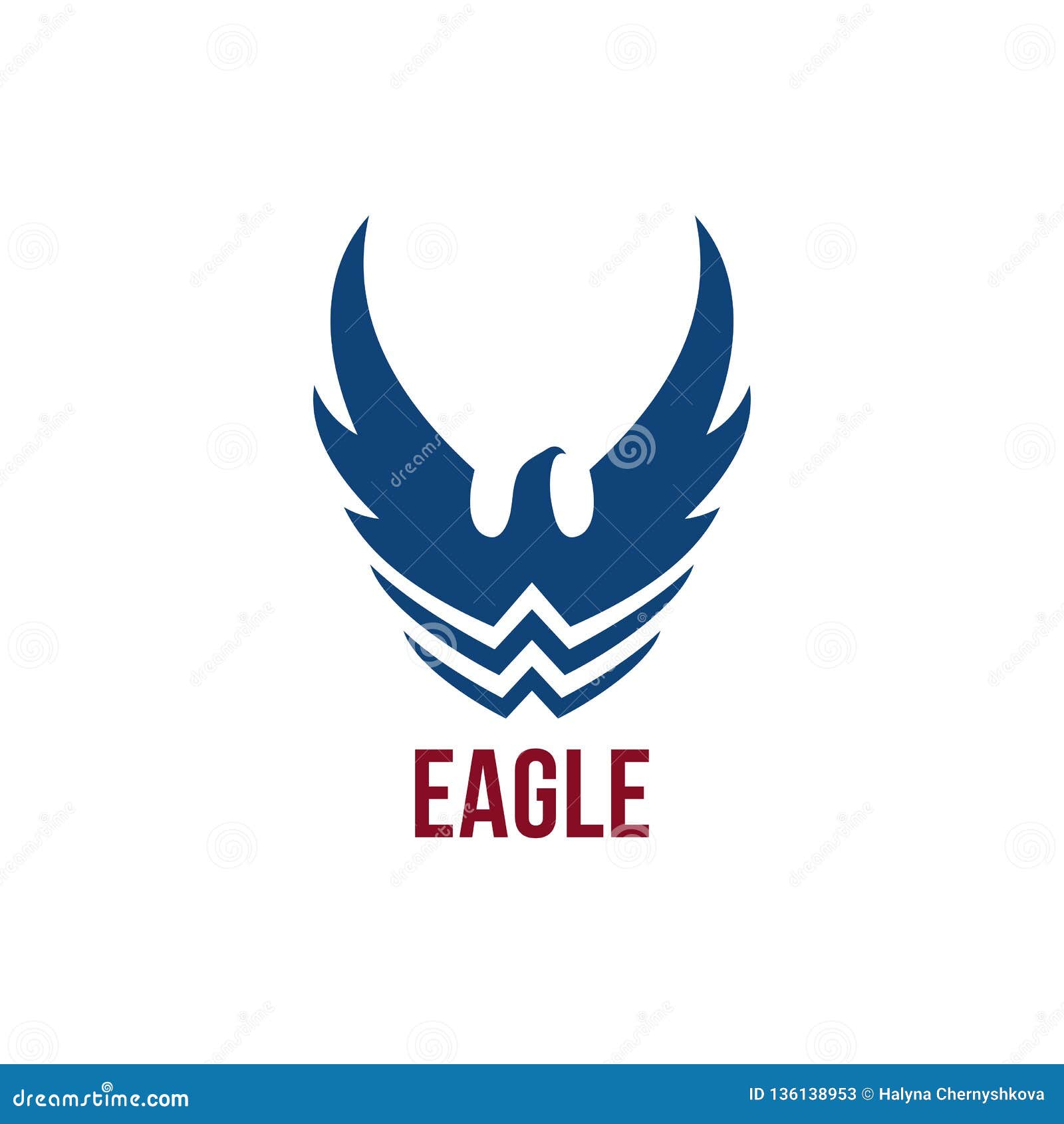 Eagle Symbol with Wings and Stylized Waves Stock Vector - Illustration ...