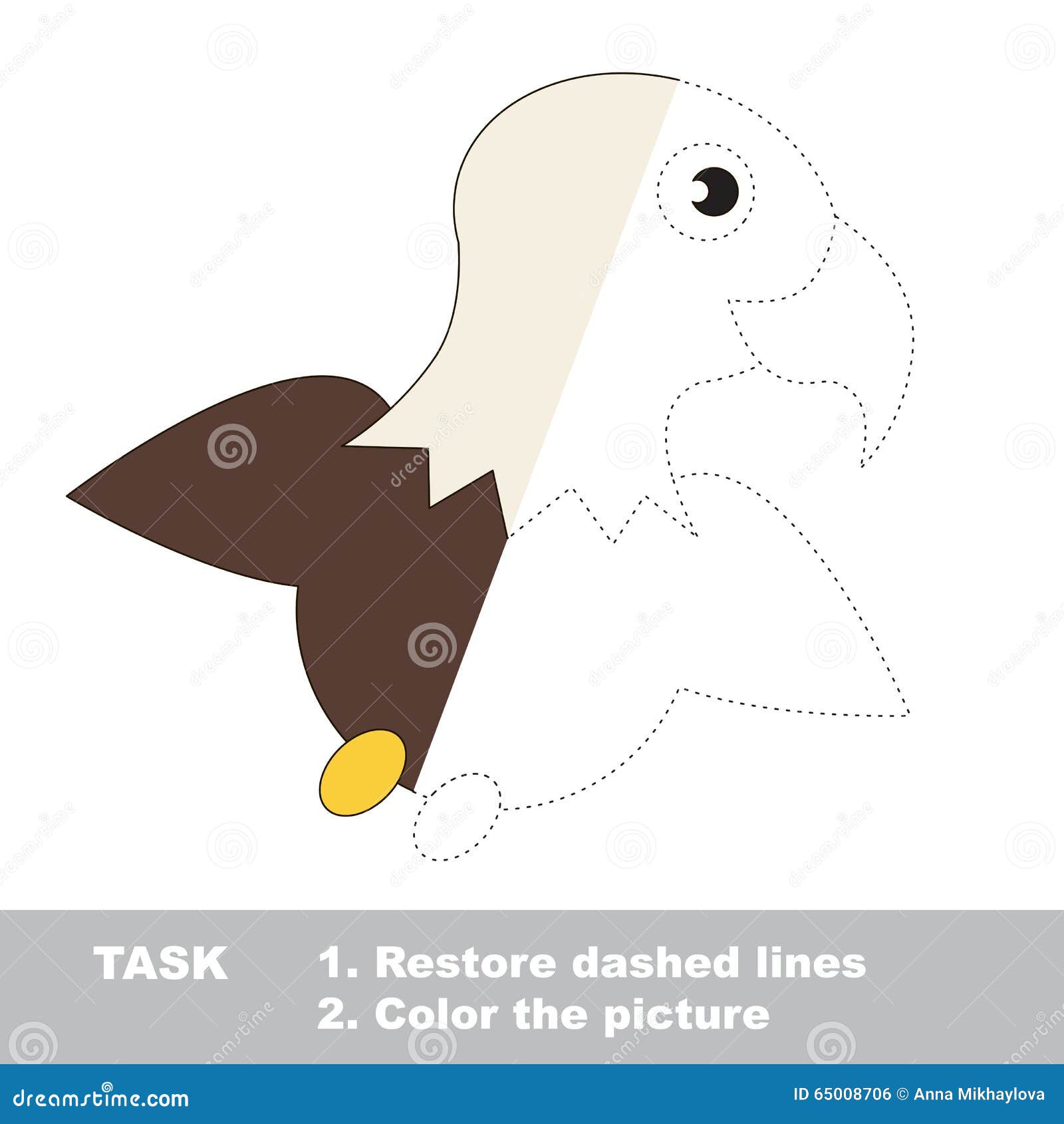 Eagle To Be Colored. Vector Trace Game. Stock Vector - Illustration of ...
