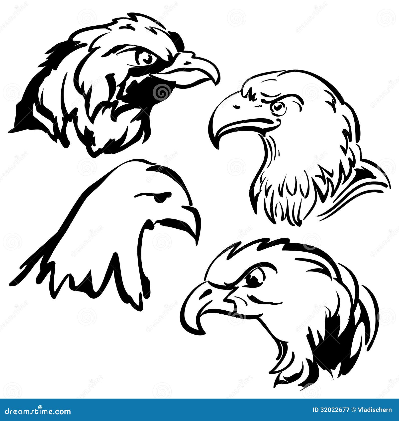 Eagle vector doodle set stock vector. Illustration of drawing - 32022677