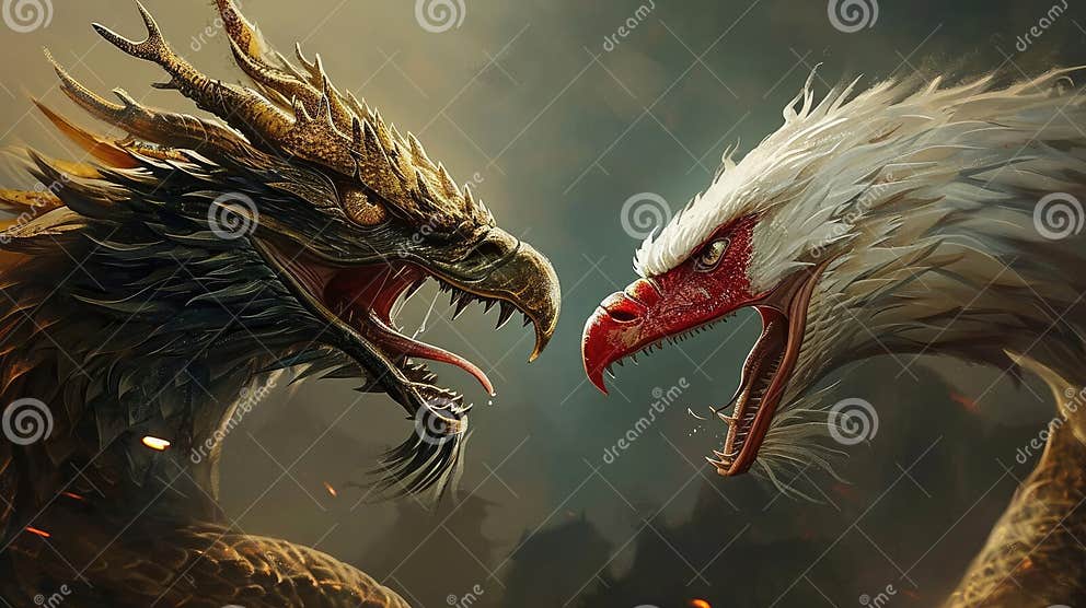 The eagle VS the dragon stock image. Image of peoples - 302115149