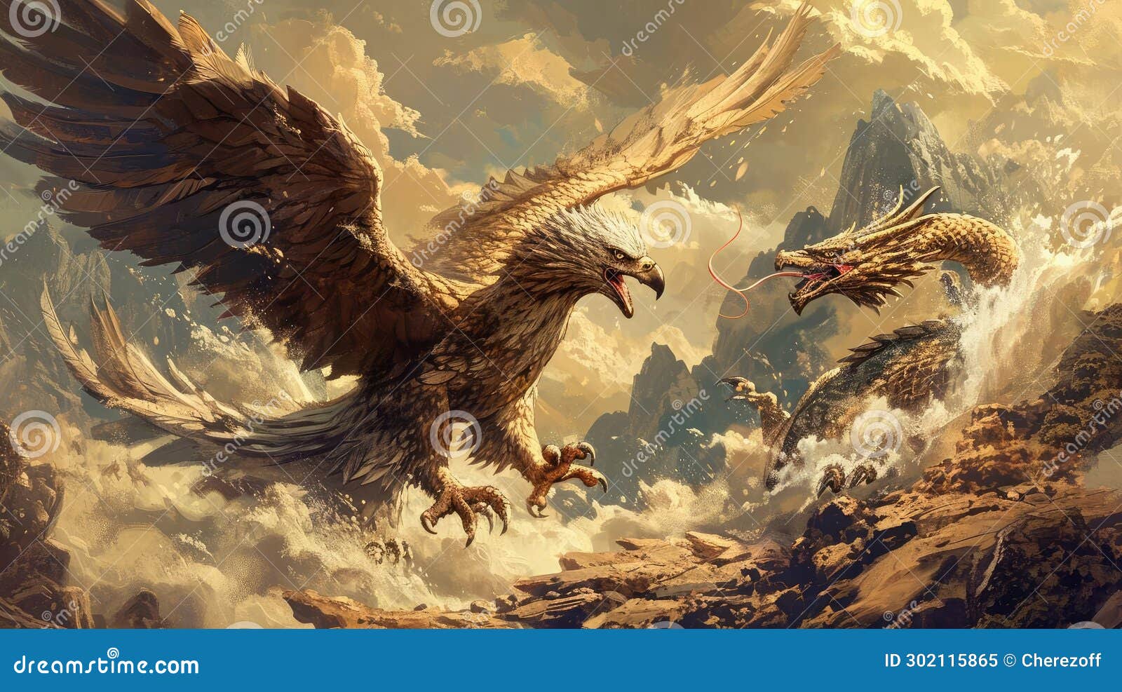 The eagle VS the dragon stock image. Image of flag, china - 302115865