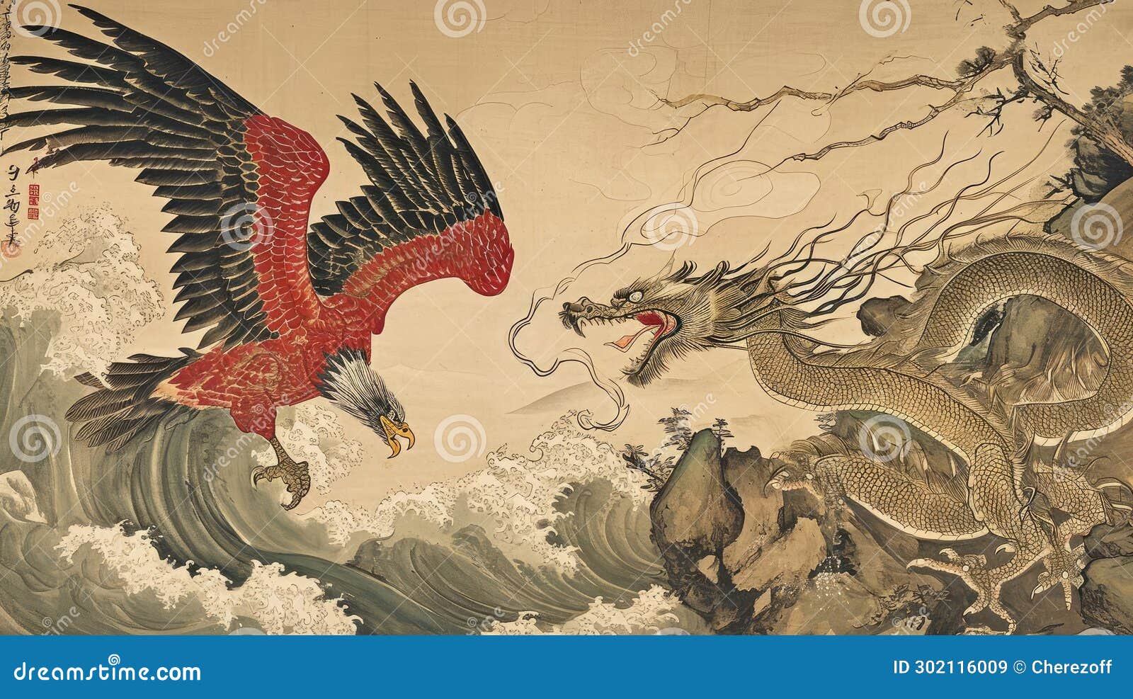 The eagle VS the dragon stock image. Image of beijing - 302116009
