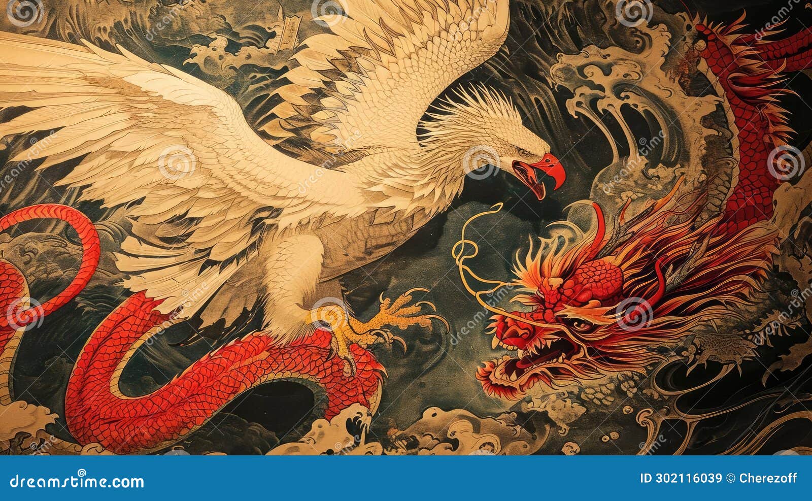 The eagle VS the dragon stock image. Image of competition - 302116039