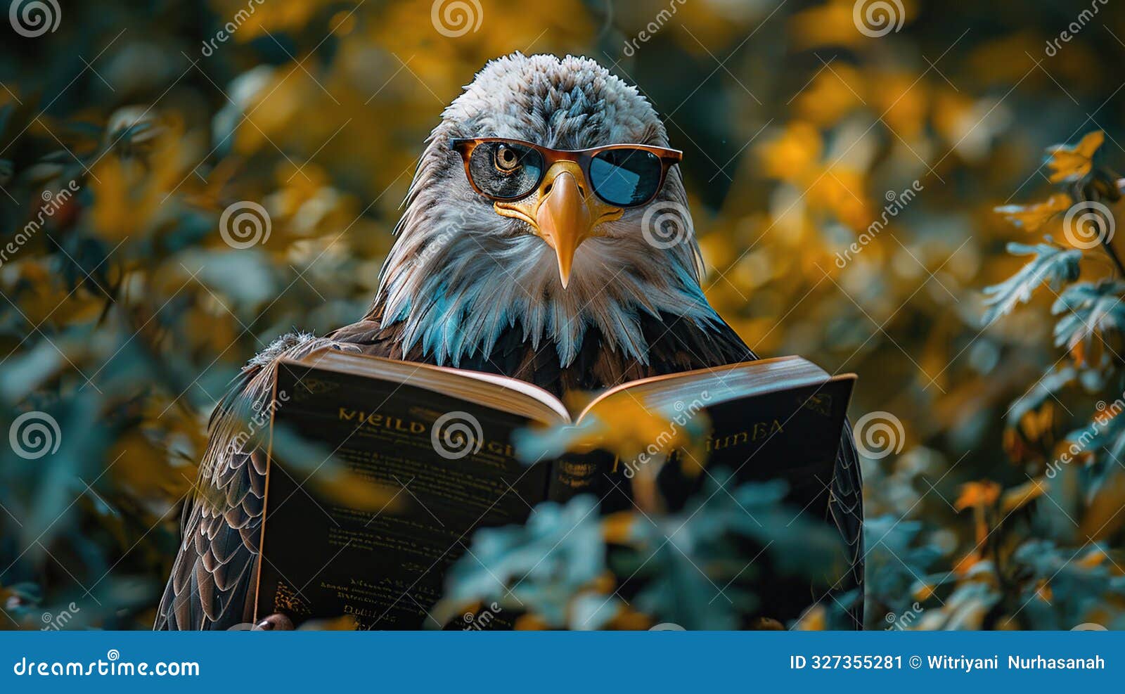 Eagle Reading a Book stock illustration. Illustration of bird - 327355281