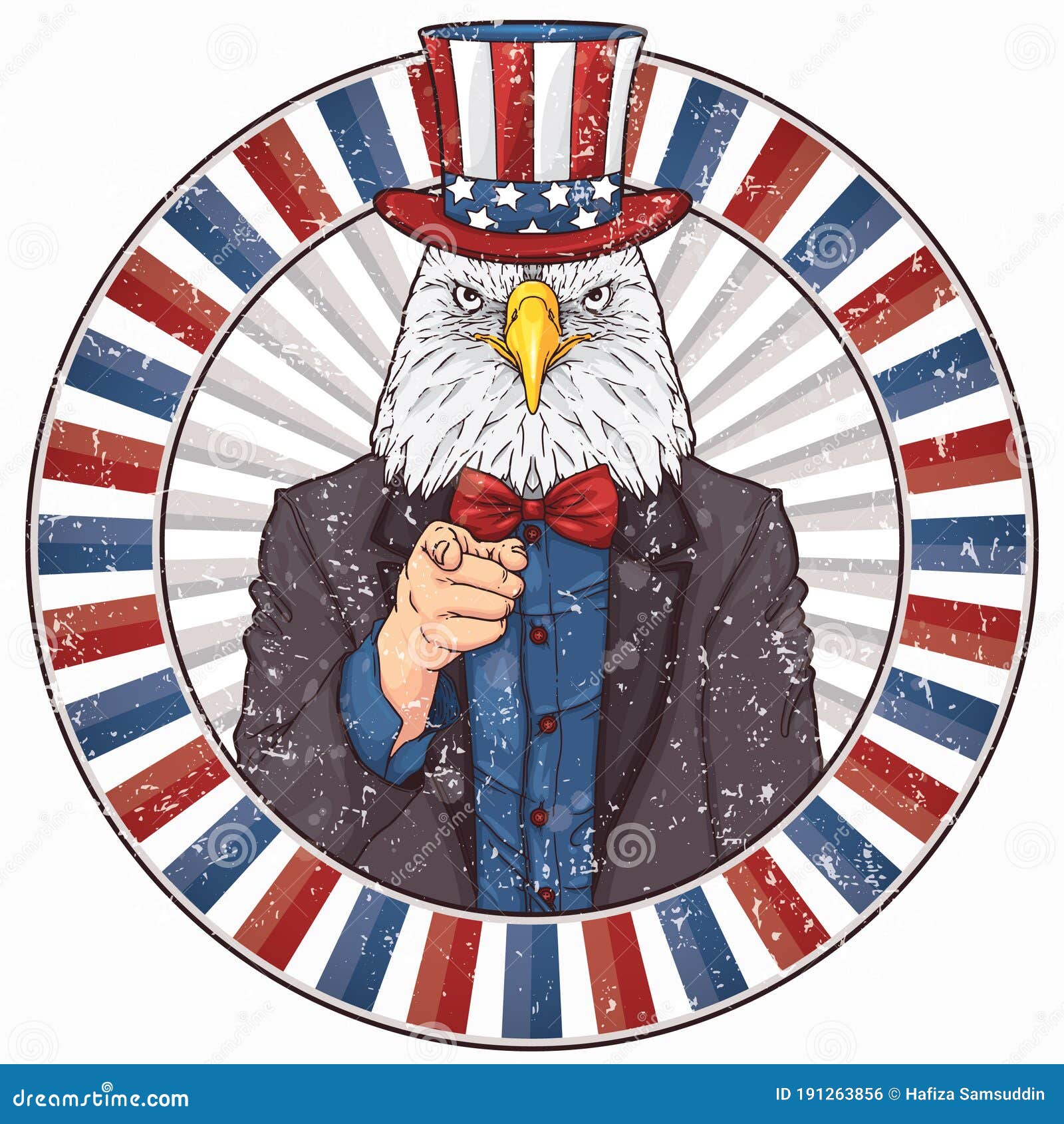 Eagle Wearing Uncle Sam S Hat. Vector Illustration Decorative Design ...