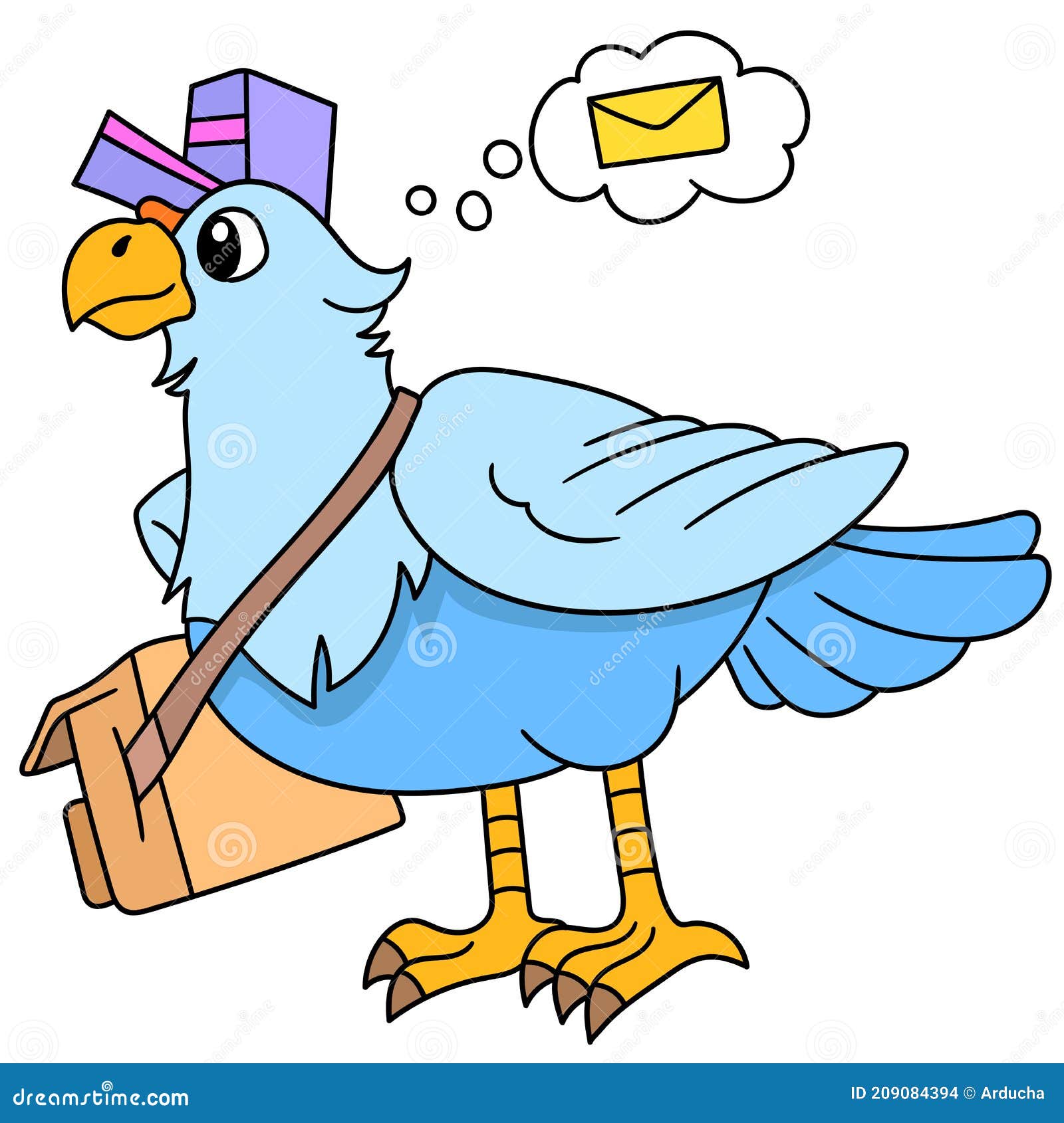 An Eagle Works Mailing the Mail Doodle Icon Image Kawaii Stock Vector ...