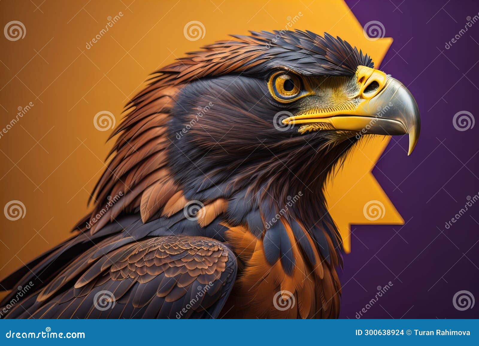 Eagle with Yellow Star on a Purple Background. Generative Ai Stock ...