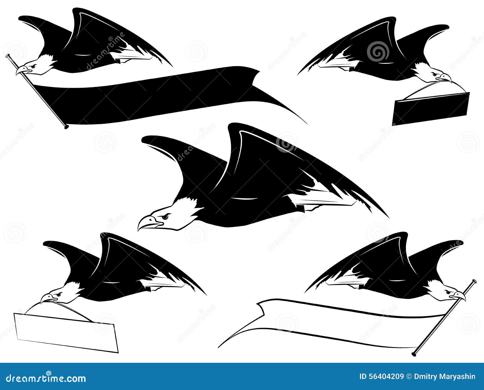 Eagles with Flags and Ribbons Stock Vector - Illustration of flags ...