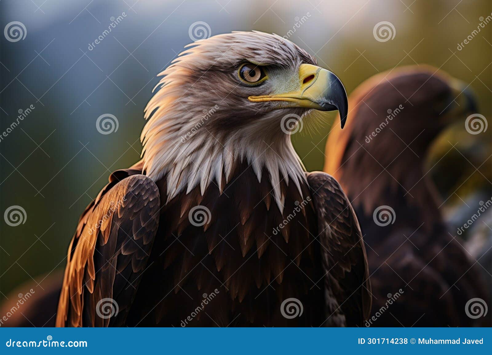 Eagles Regal Pose a Portrait Set Against a Lush Forest Stock ...