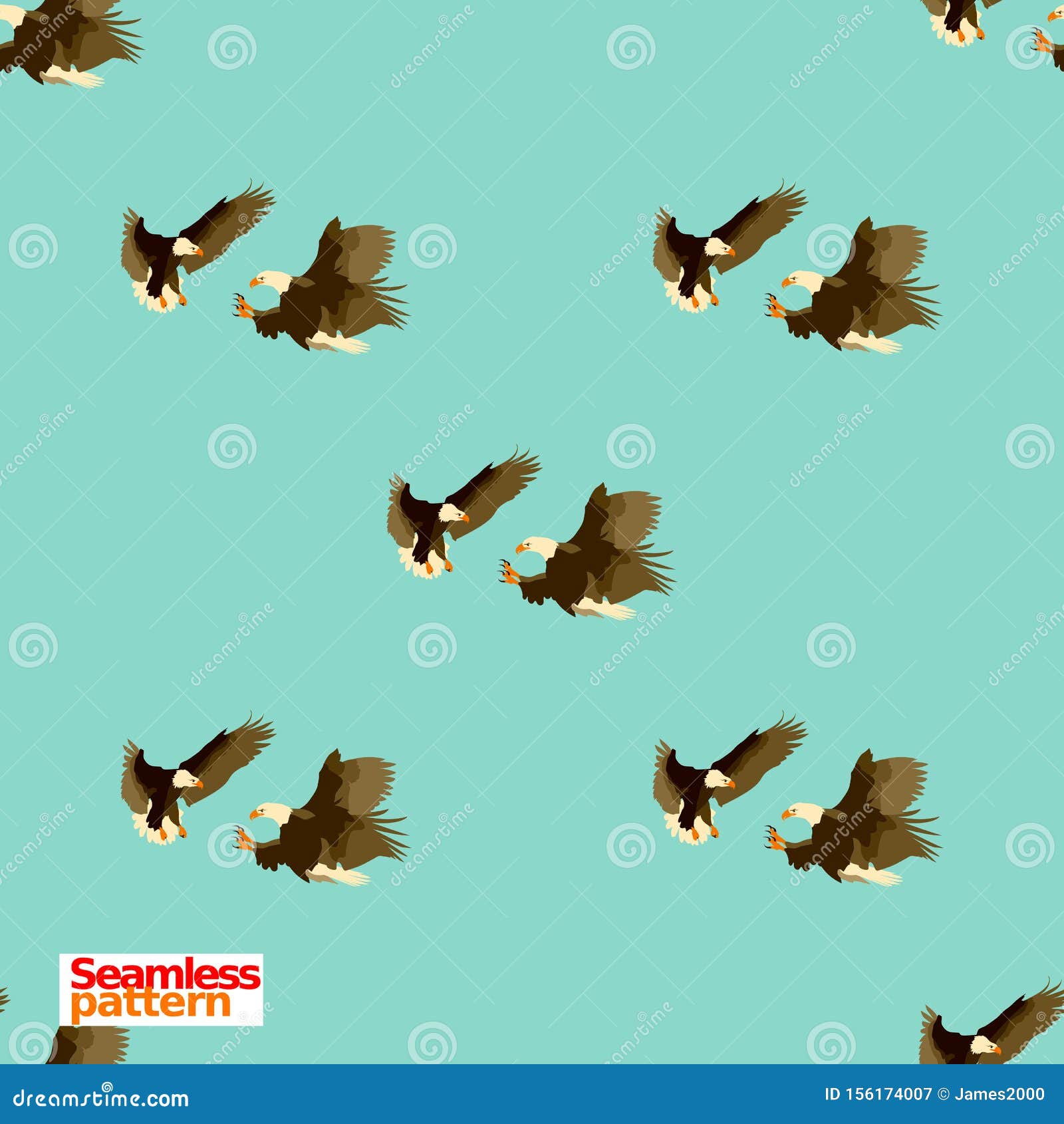 Eagles seamless pattern stock vector. Illustration of clouds - 156174007