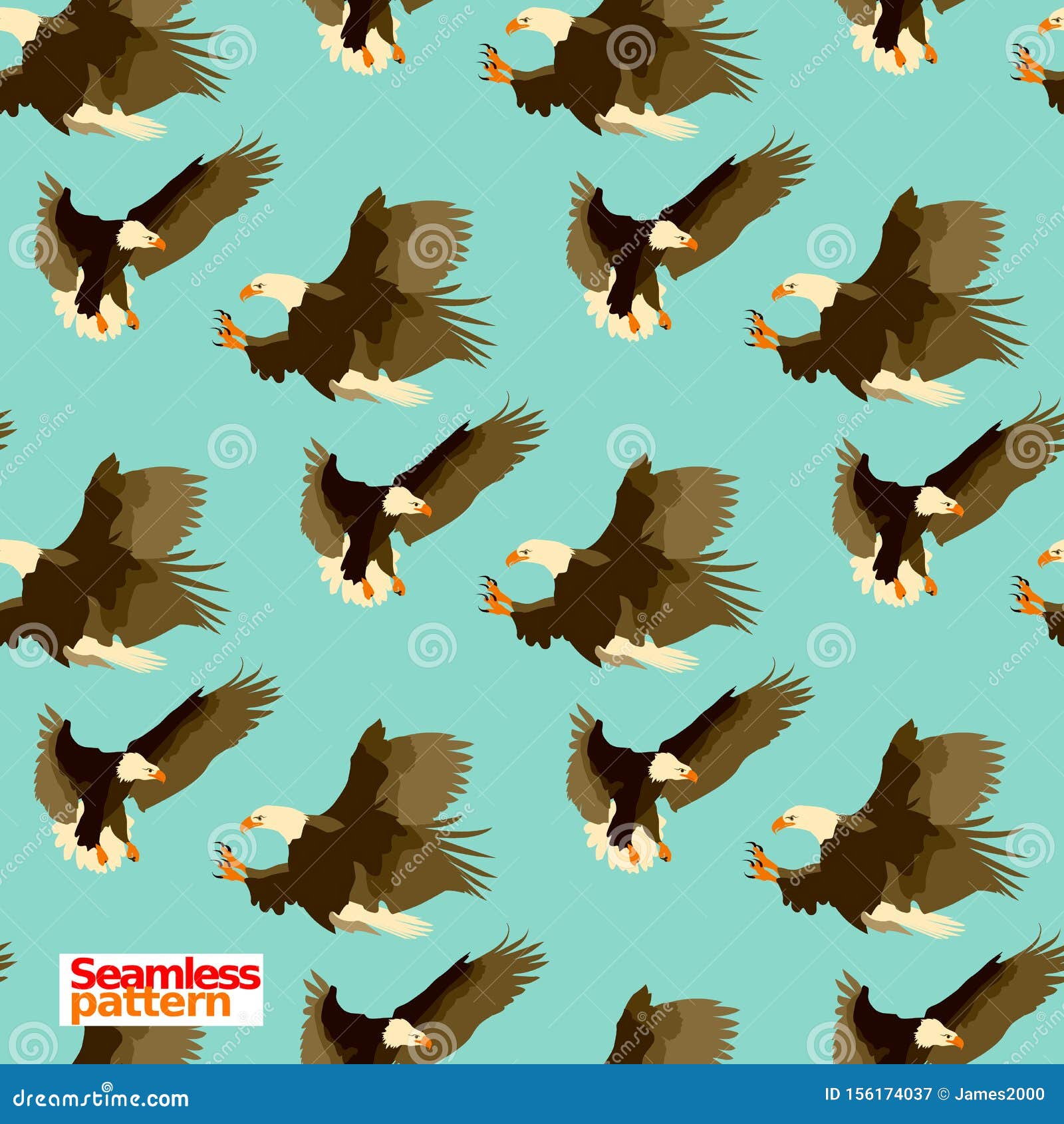 Eagles seamless pattern stock vector. Illustration of pattern - 156174037