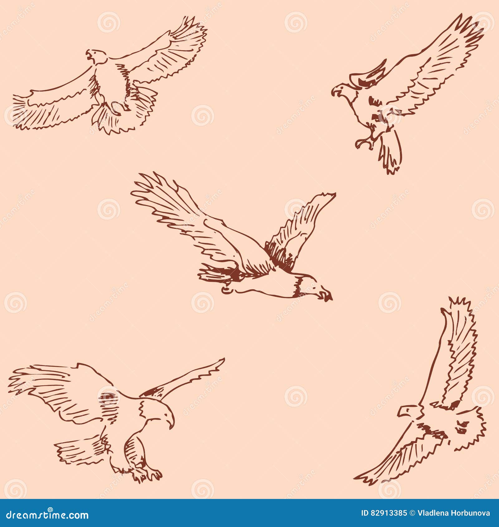 Eagles. Sketch Pencil. Drawing By Hand. Vintage Colors. Vector ...