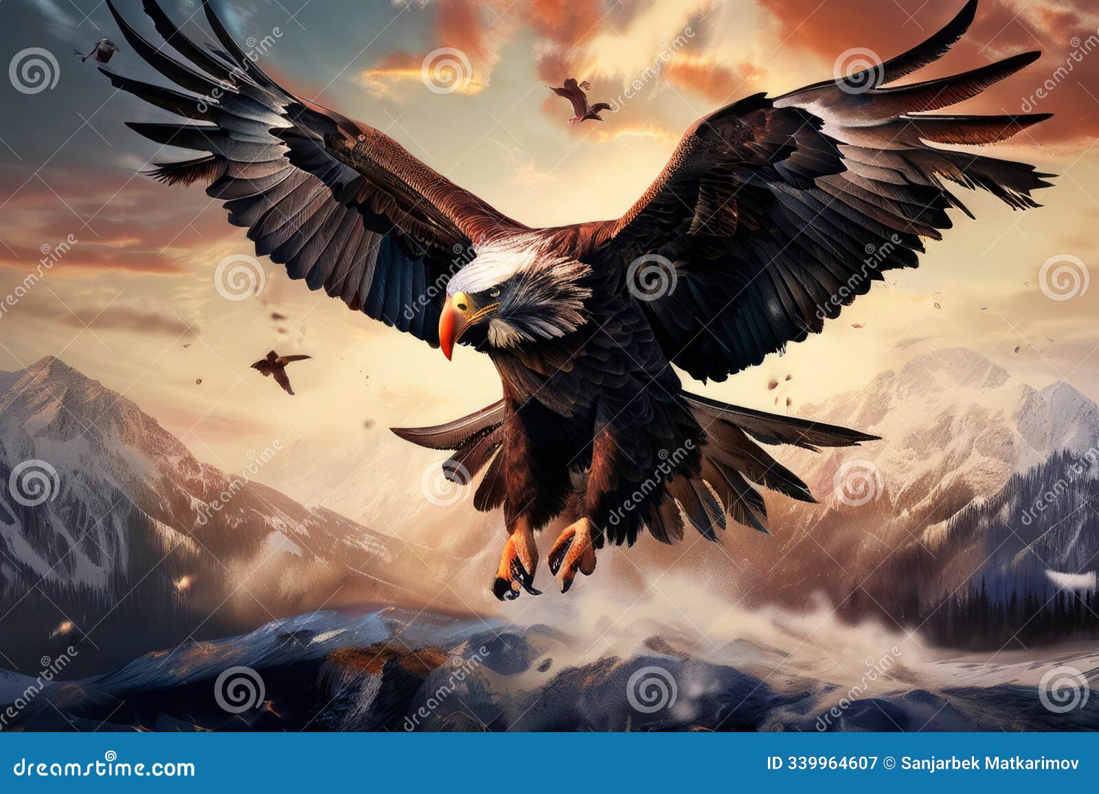 Eagles Swooping Down To Catch Prey Stock Illustration - Illustration of ...