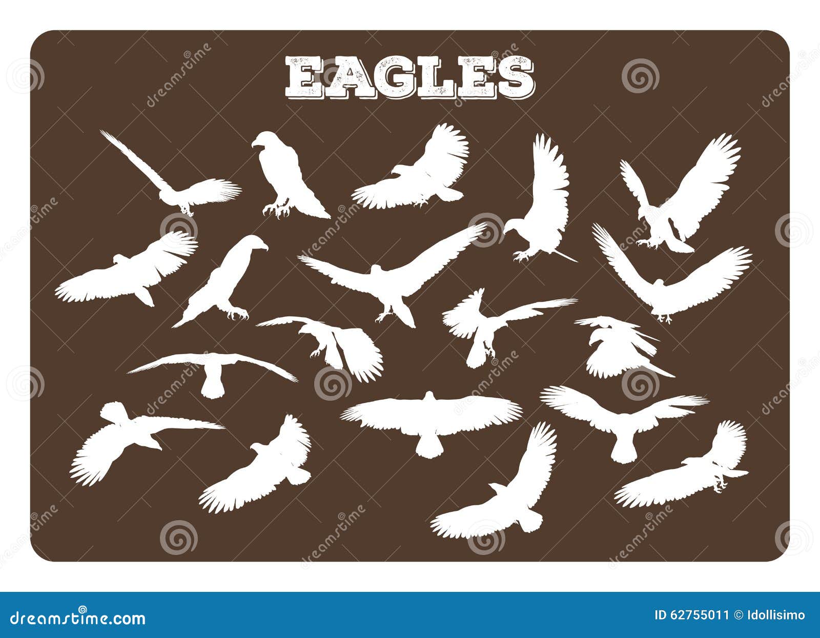 Eagles in Various Poses stock vector. Illustration of landing - 62755011